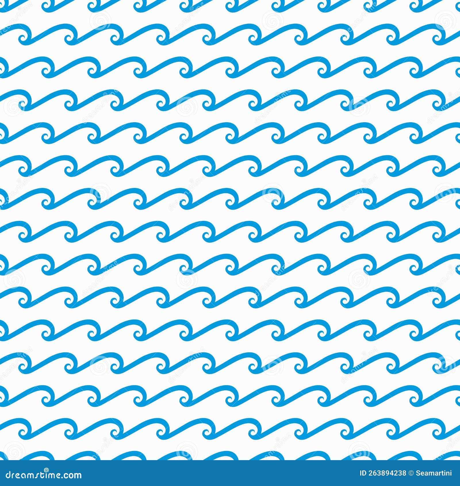 Sea and Ocean Blue Waves Seamless Retro Pattern Stock Illustration ...