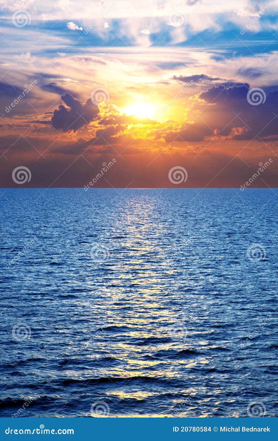 Sea, Ocean at Colorful Sunset Stock Photo - Image of landscape, nature ...