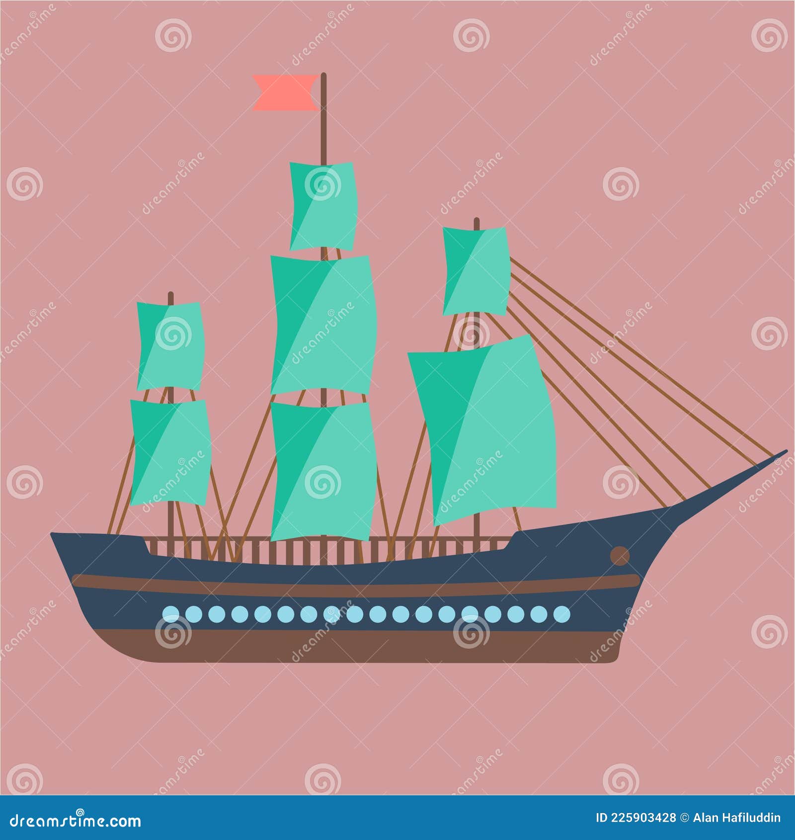 Sea Ocean Transport Ship Vector Stock Vector - Illustration of logistic ...