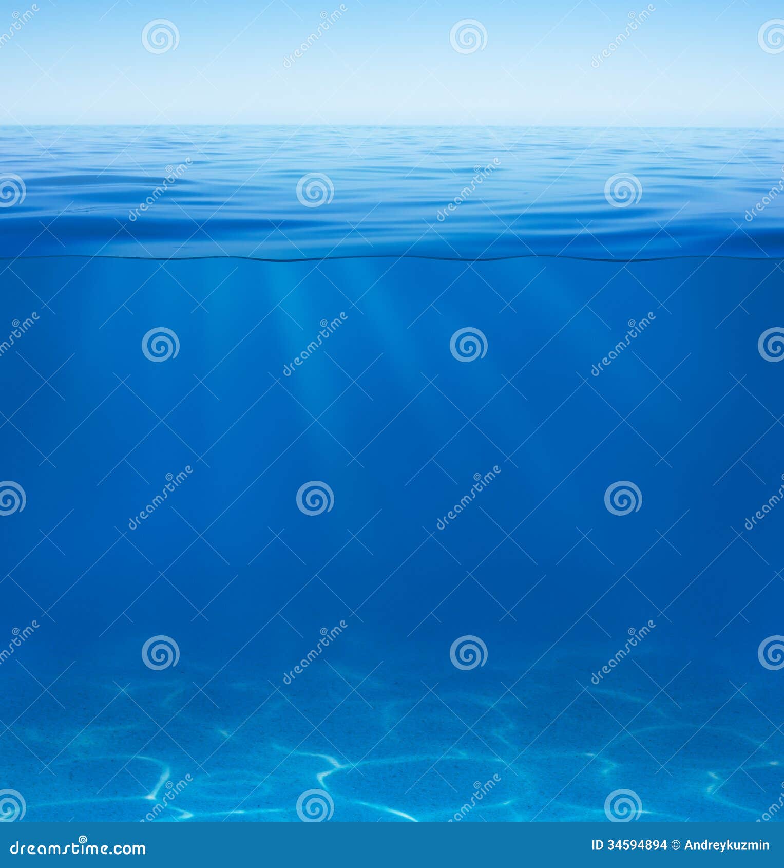 Sea or Ocean Water Surface and Underwater Split by Waterline Stock ...