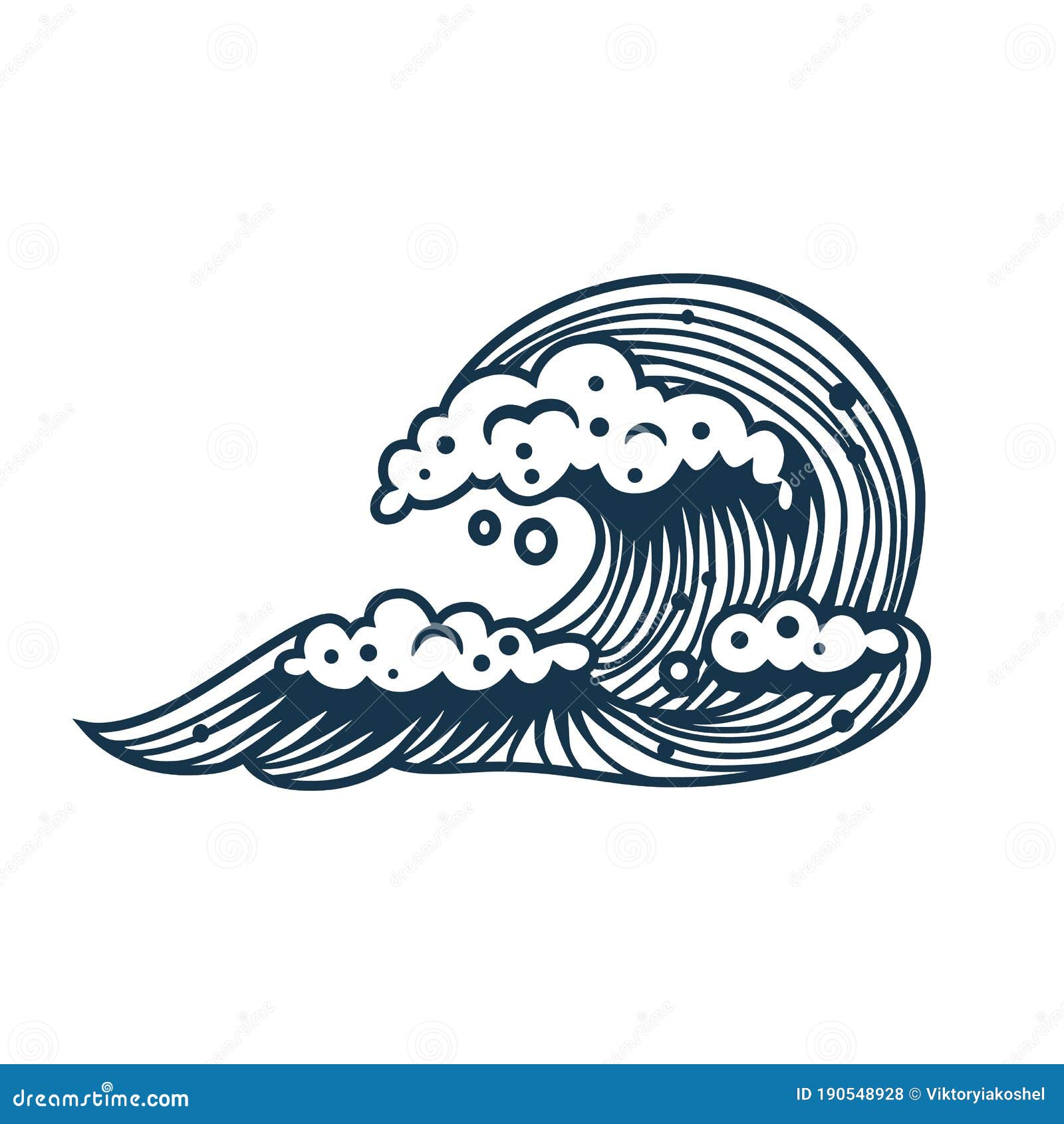 Sea Wave with Foam for Marine Nautical Design Stock Vector ...