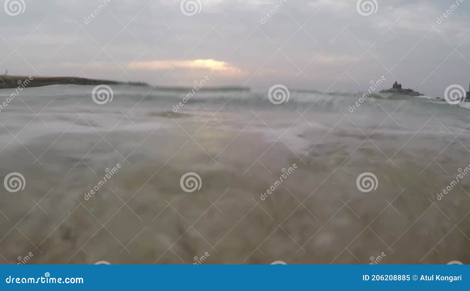 Sea Ocean Waves Hitting the Seashore Camera Water Drop on the Lens ...