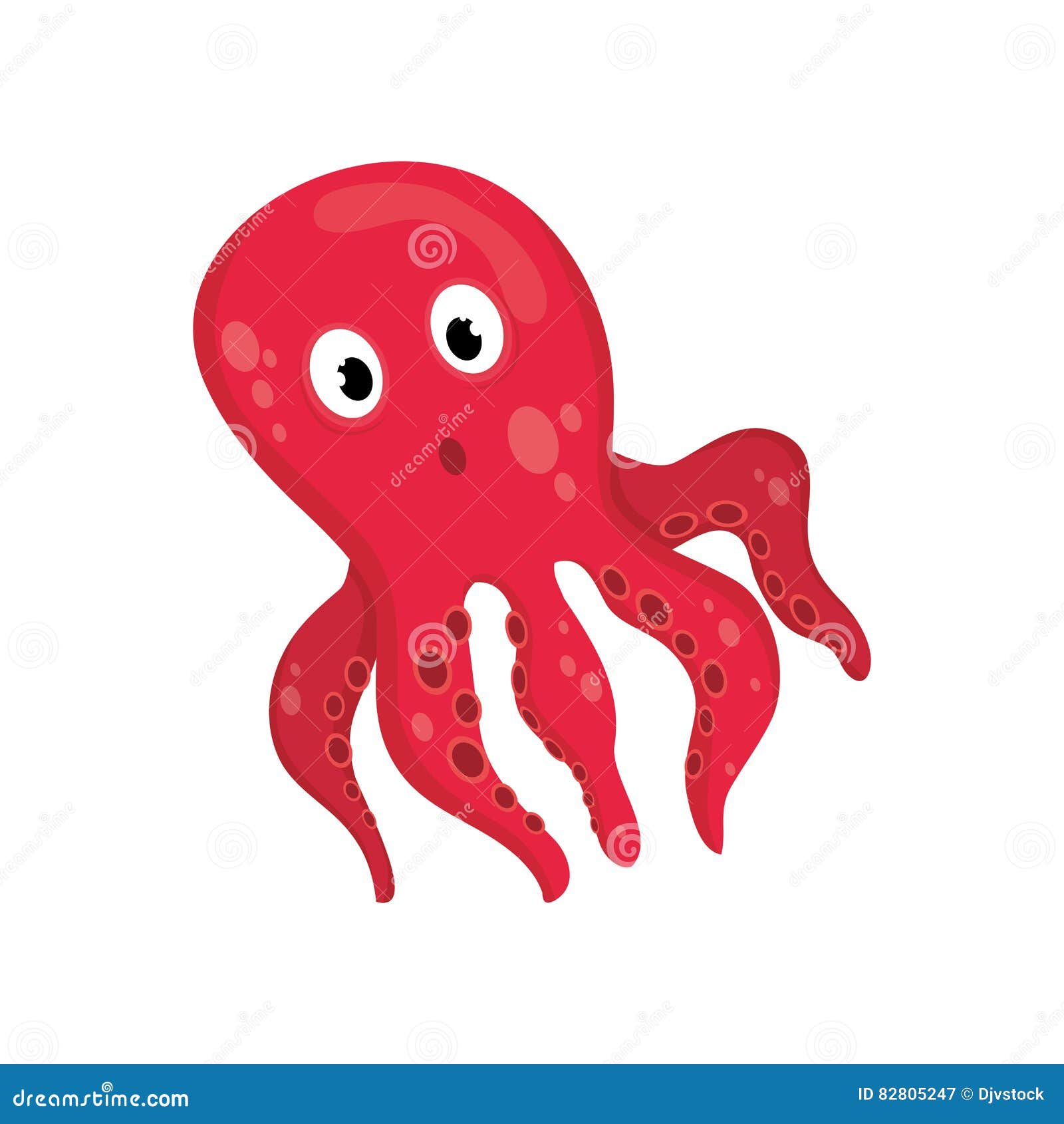 Sea octopus cartoon stock illustration. Illustration of element - 82805247