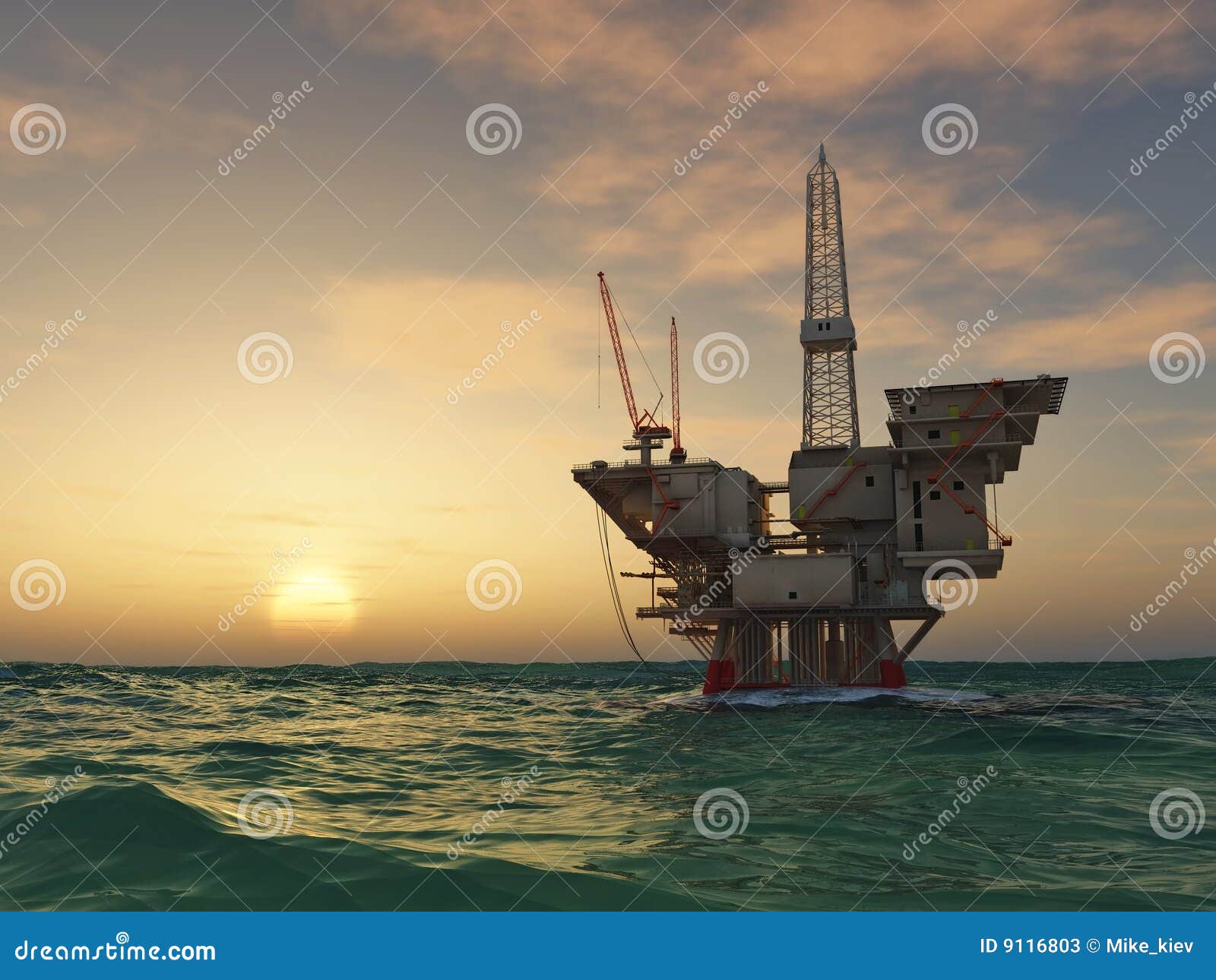 Sea Oil Rig Drilling Platform Stock Image - Image of industry, power ...