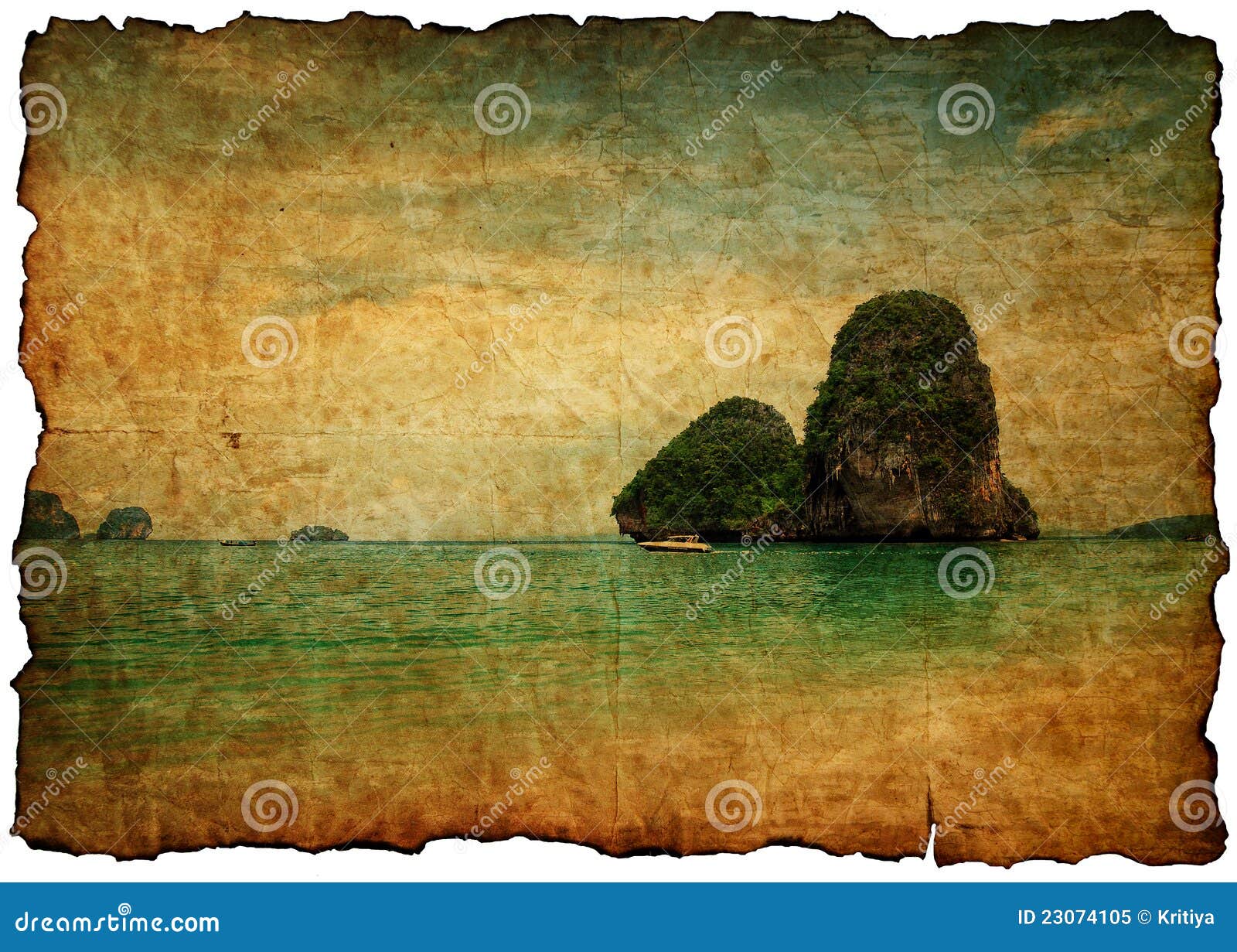 Sea on old postcard stock image. Image of horizon, heritage - 23074105
