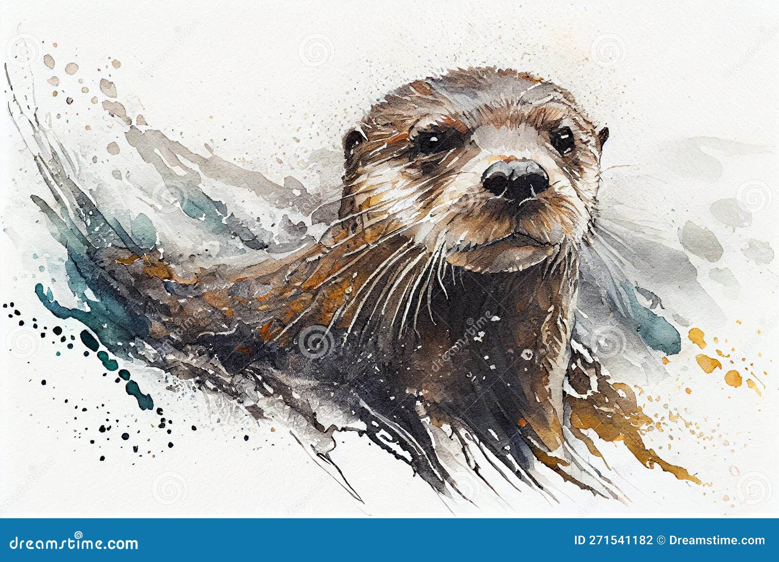 Sea Otter Drawing With Bit Of Watercolour Royalty-Free Stock Image ...