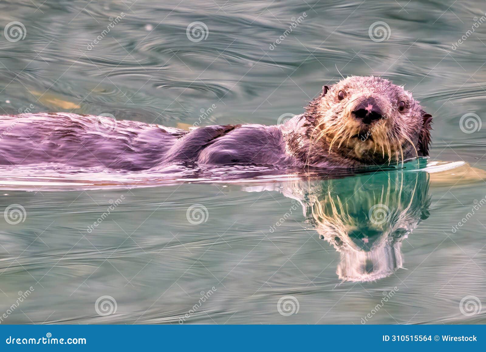 Sea Otter with Floating in the Water Stock Photo - Image of aquatic ...