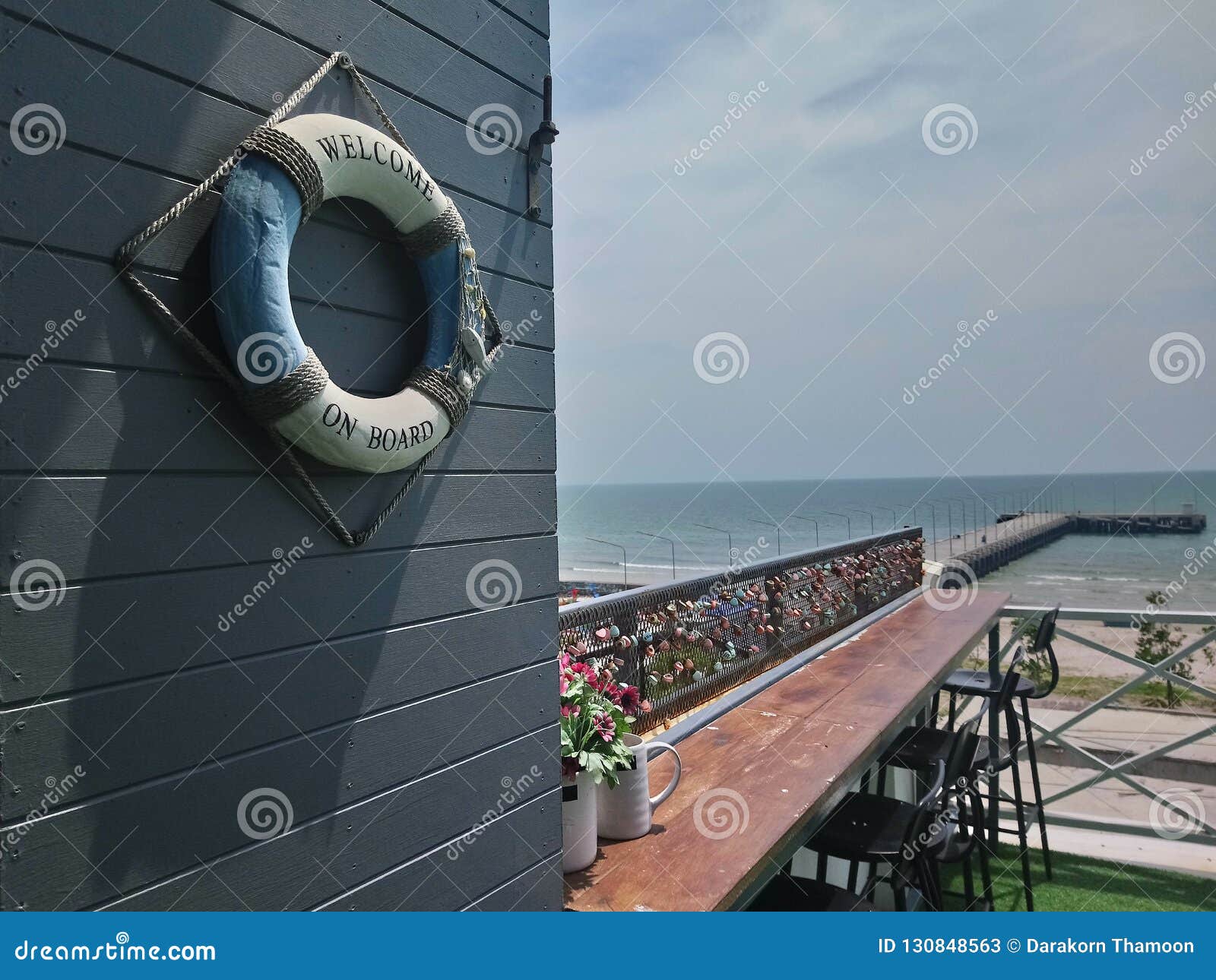 Sea outdoor counter stock image. Image of cafe, seascape - 130848563