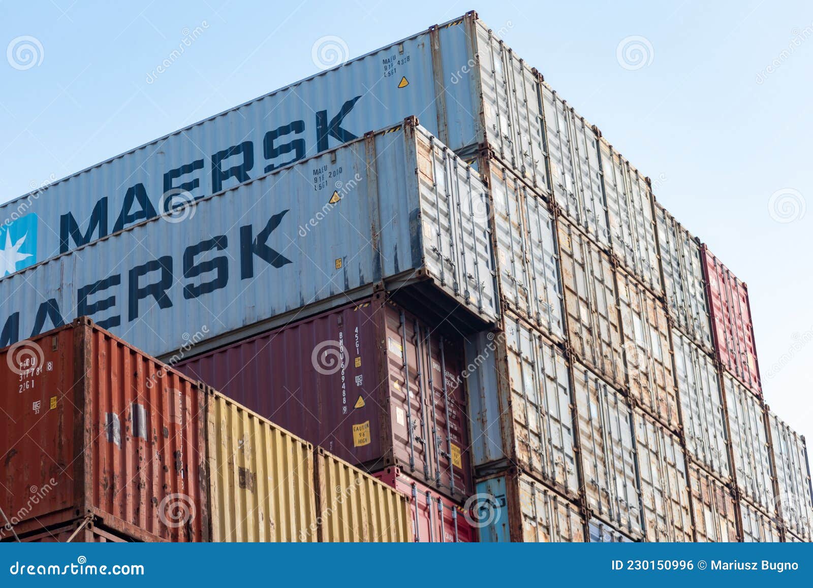 Stack of Containers Loaded on Deck of Cargo Ship. Editorial Photo ...
