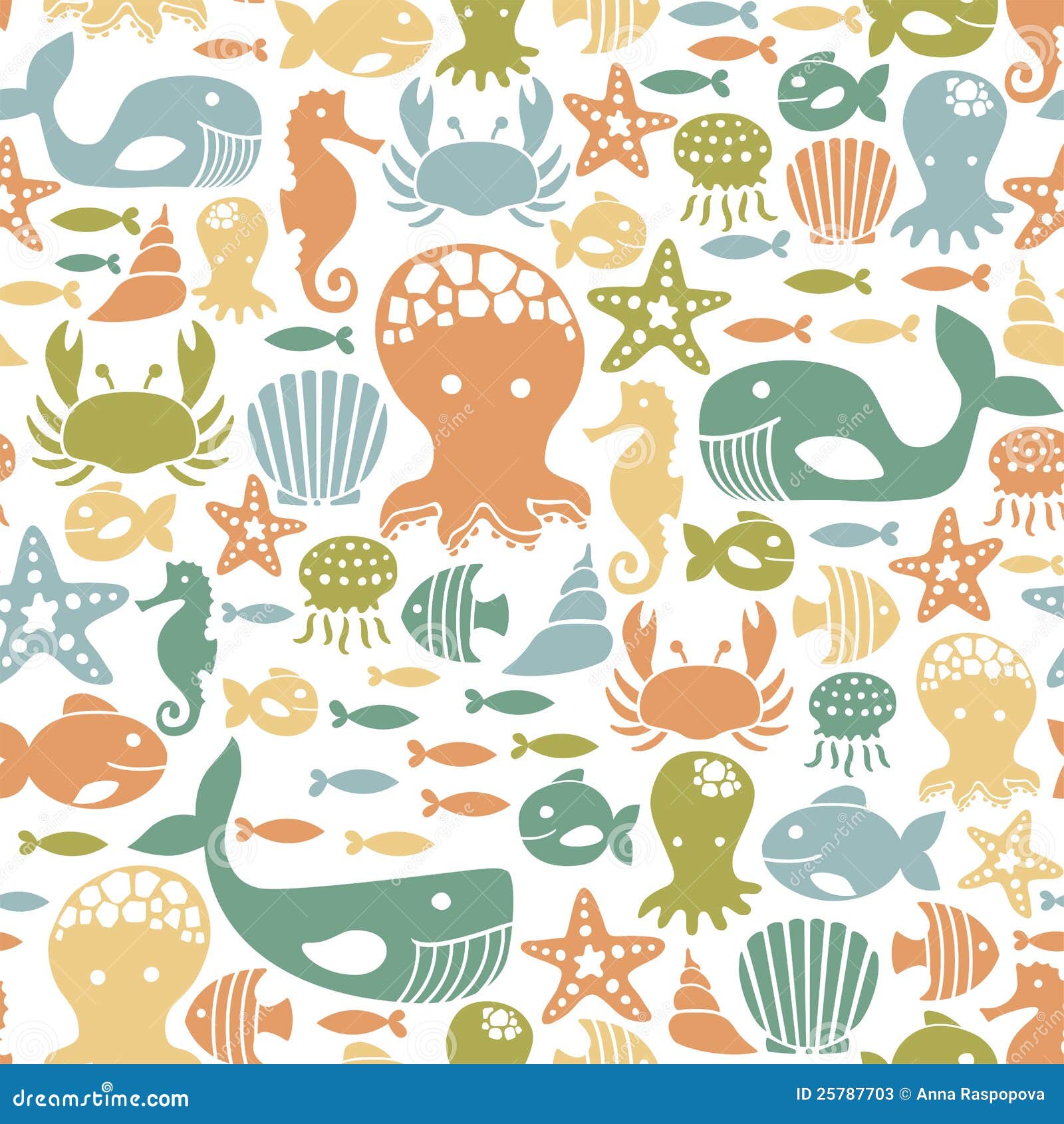 Sea pattern stock vector. Illustration of aquarium, shell - 25787703
