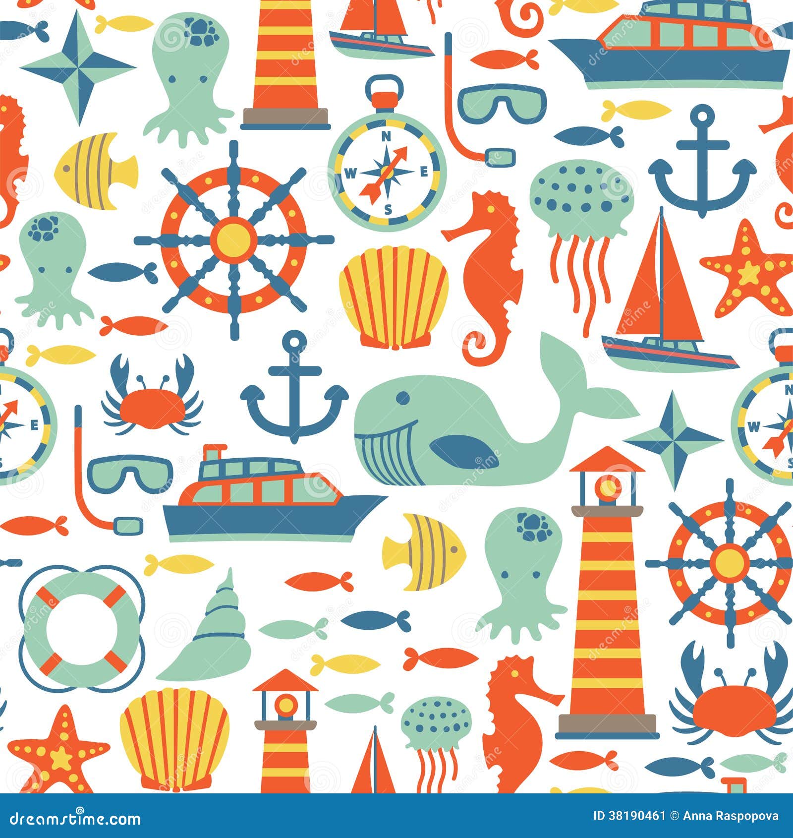 Sea pattern stock vector. Illustration of motor, marine - 38190461