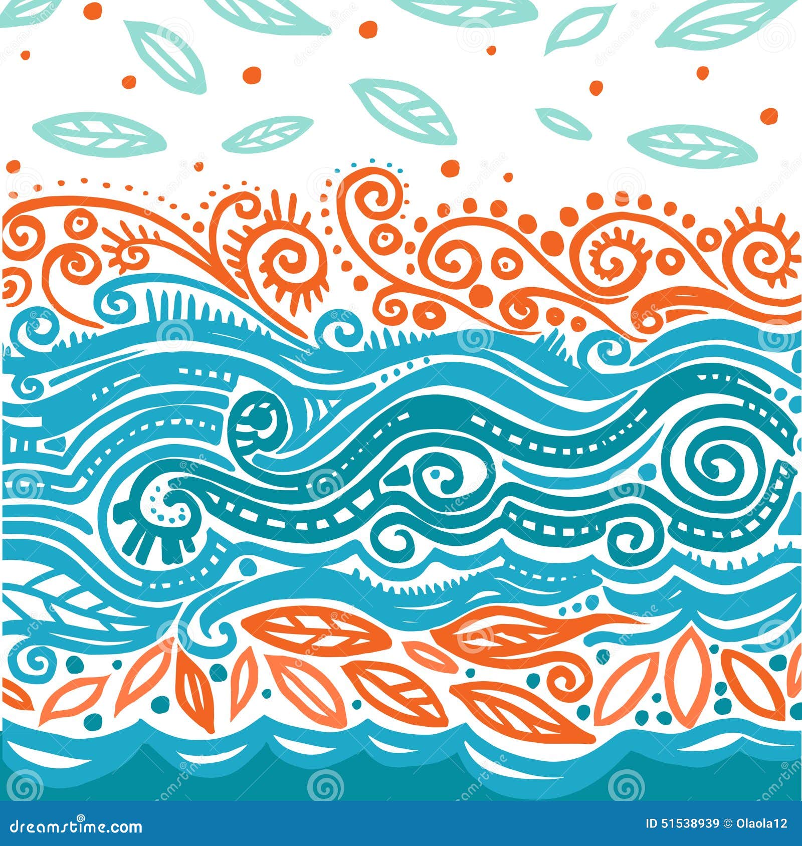 Sea pattern stock vector. Illustration of leaf, design - 51538939
