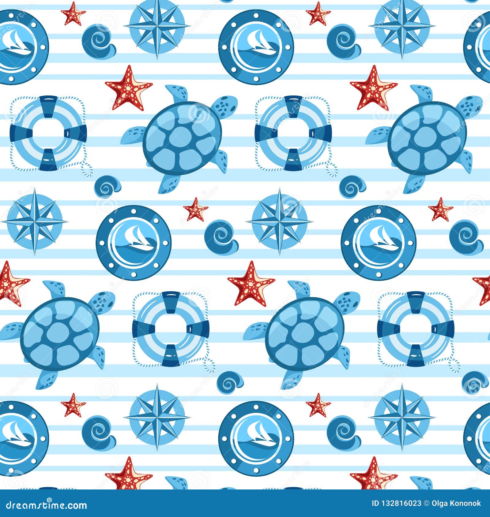 Sea pattern in flat style stock vector. Illustration of line - 132816023