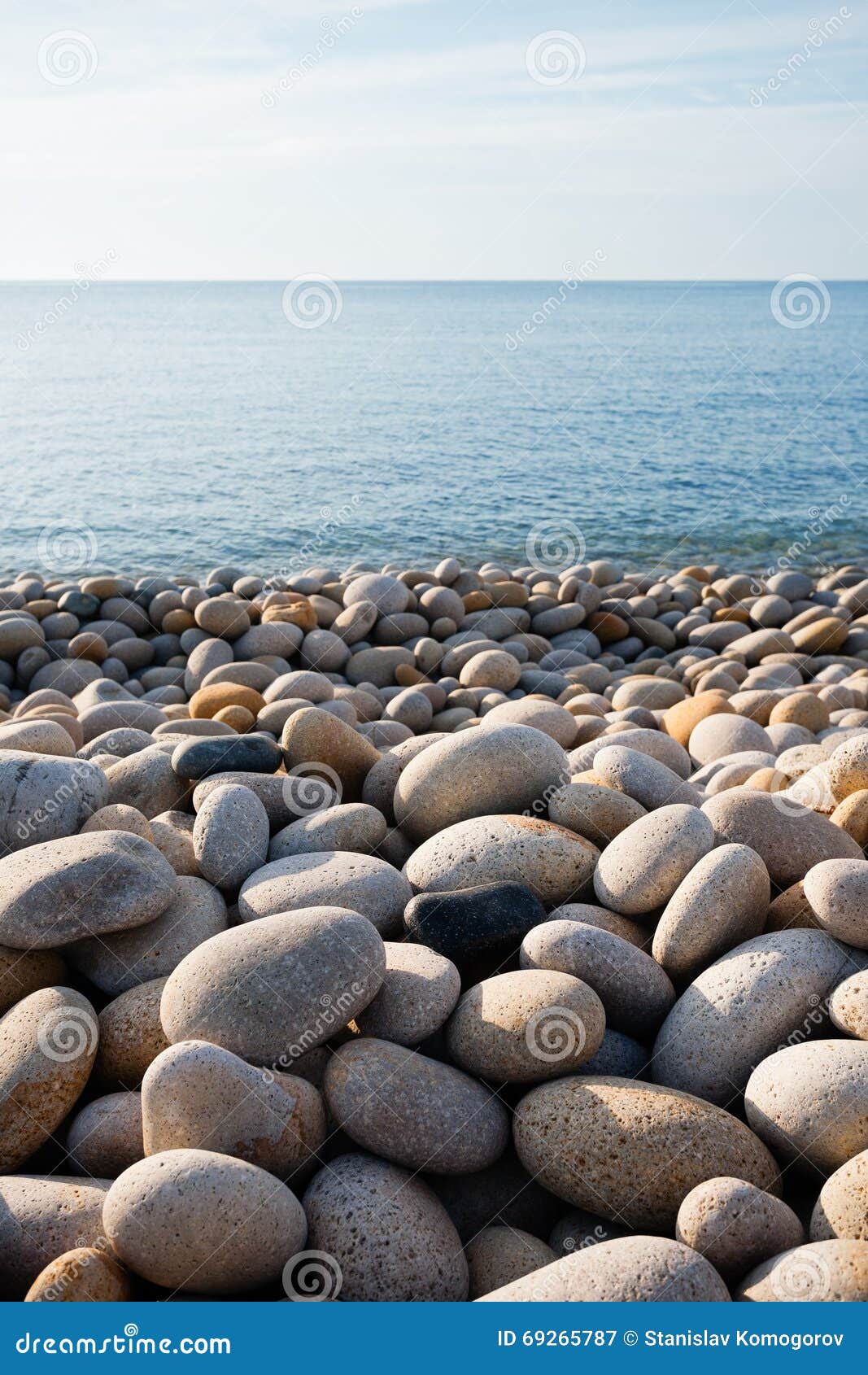 Sea Pebble Beach in the Morning Stock Image - Image of beauty, rocky ...