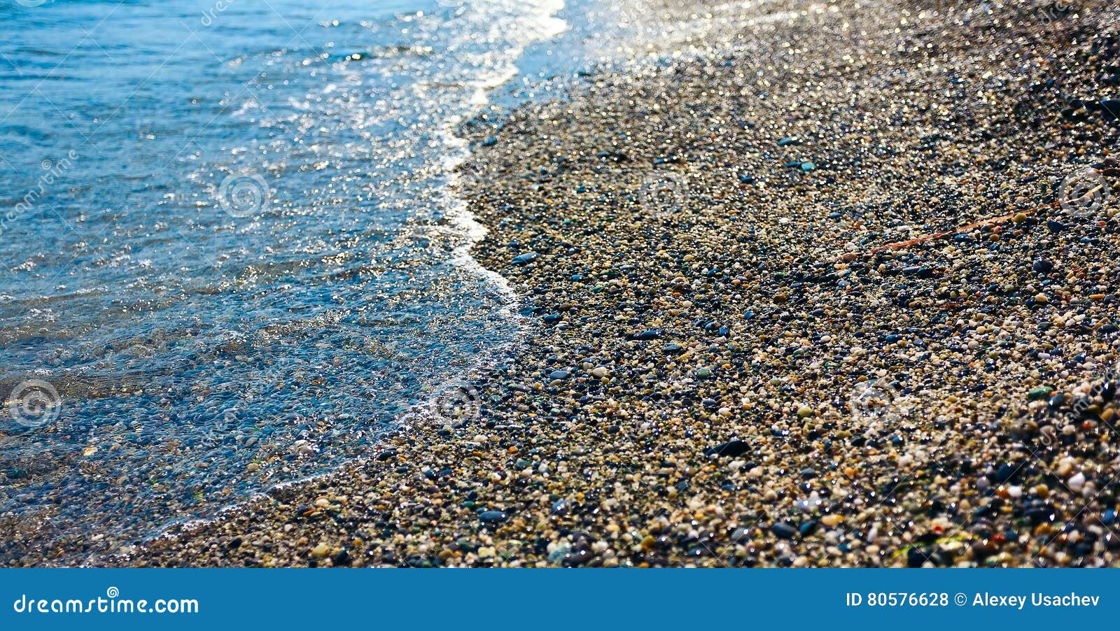 Sea Pebble on Beach and Waves - Stock Photo - Image of objects, brown ...