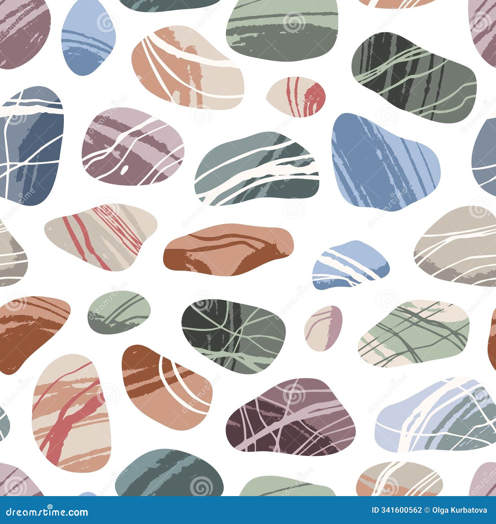 Pebble Seamless Pattern Vector Illustration. Cute Summer Repeated ...
