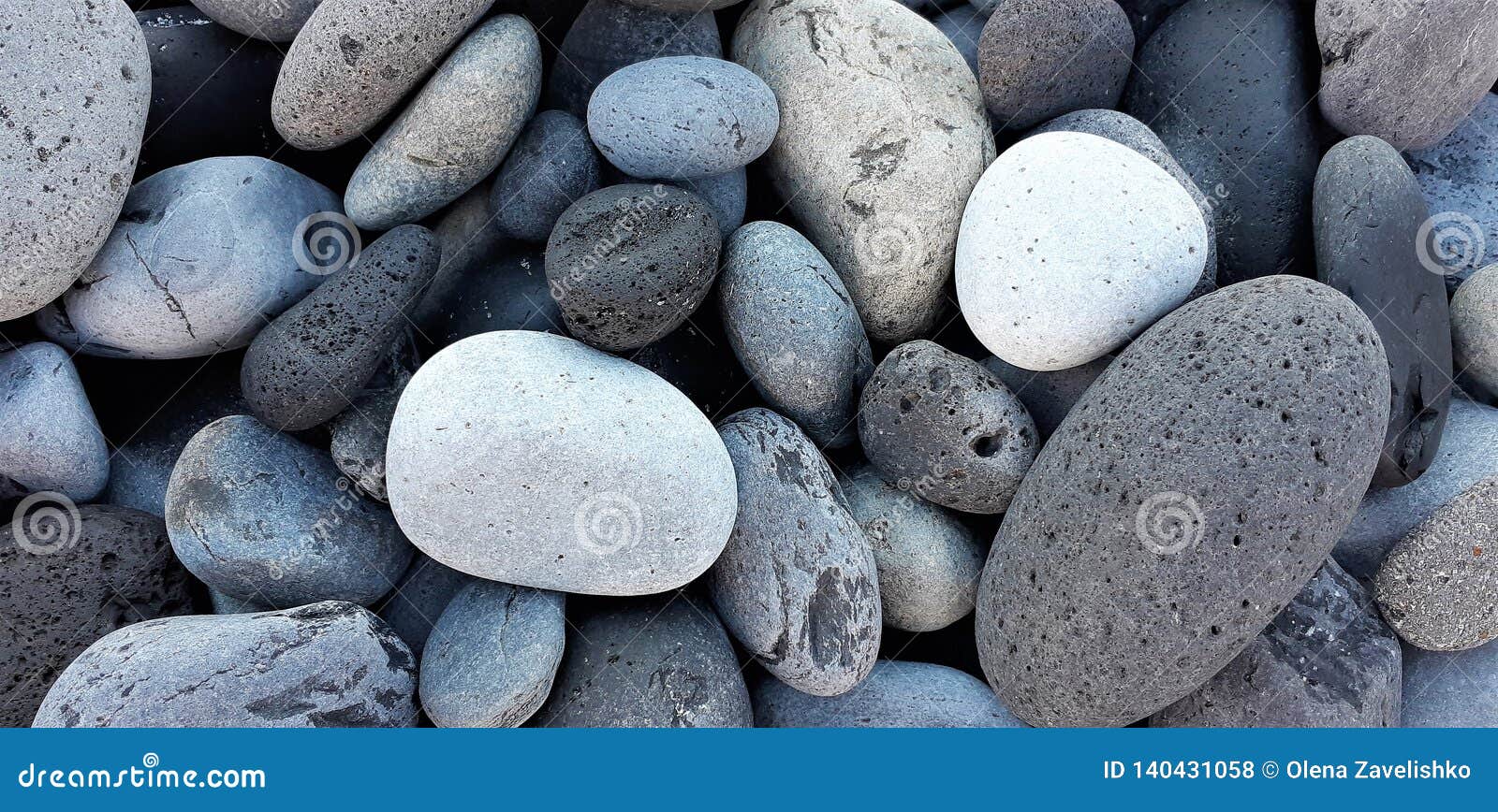 Sea Pebbles Closeup. Background of Beach Pebbles of Different Shape and ...