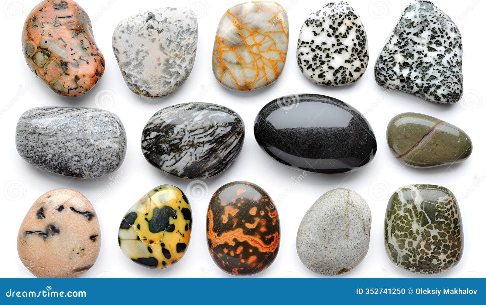 Sea Pebbles. Different Stones Isolated on White, Set Stock Photo ...