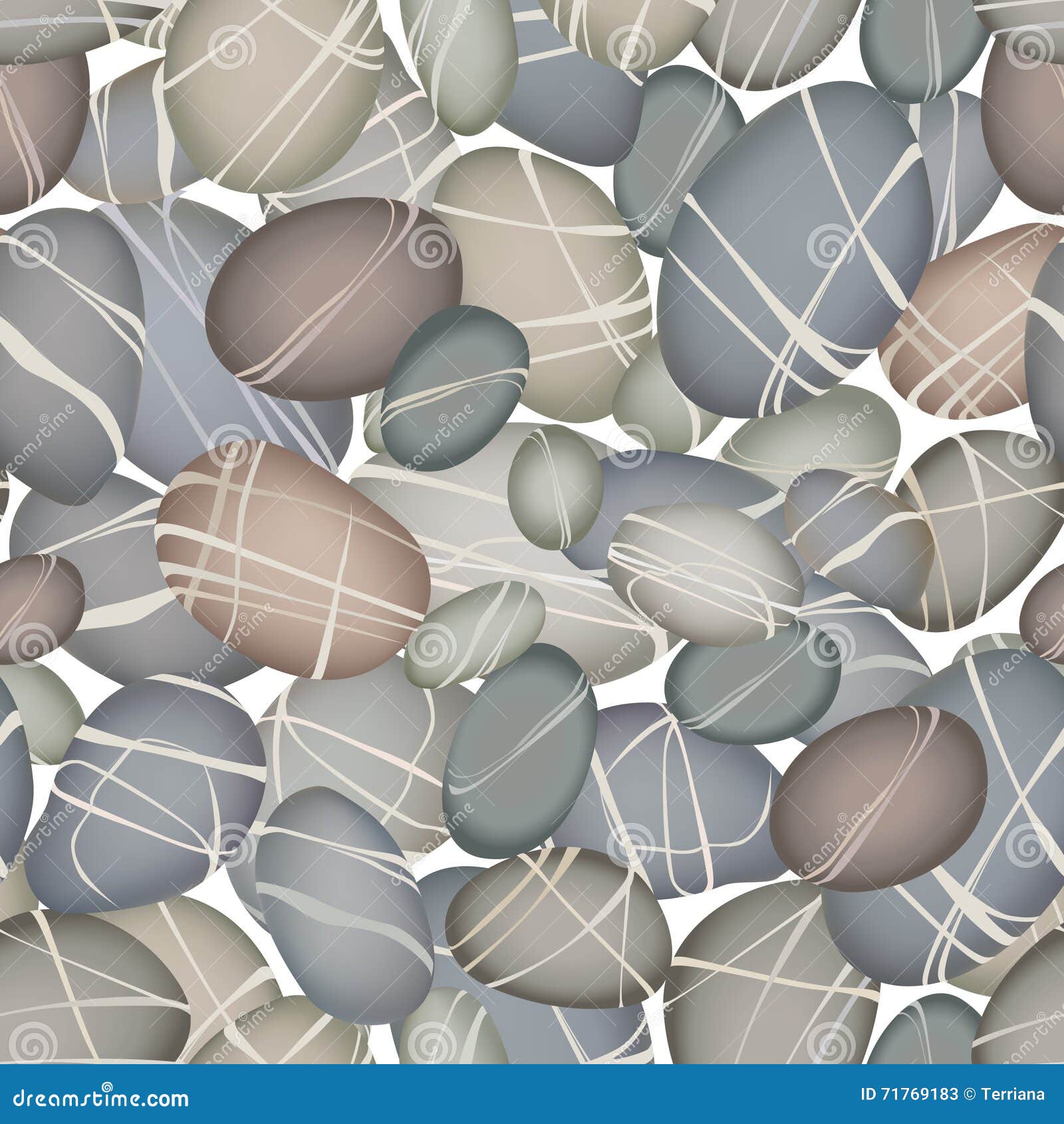 Sea Pebbles Seamless Pattern. Stone Background Stock Illustration ...