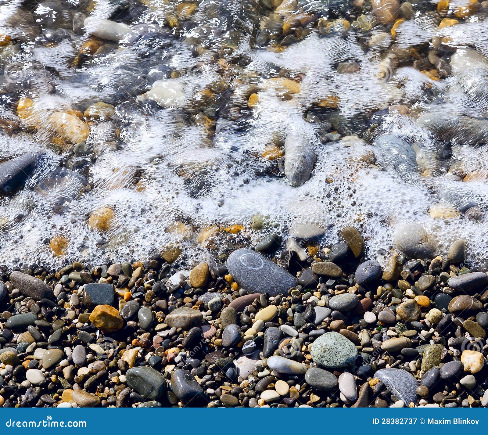 Sea pebbles and water stock image. Image of foam, shine - 28382737