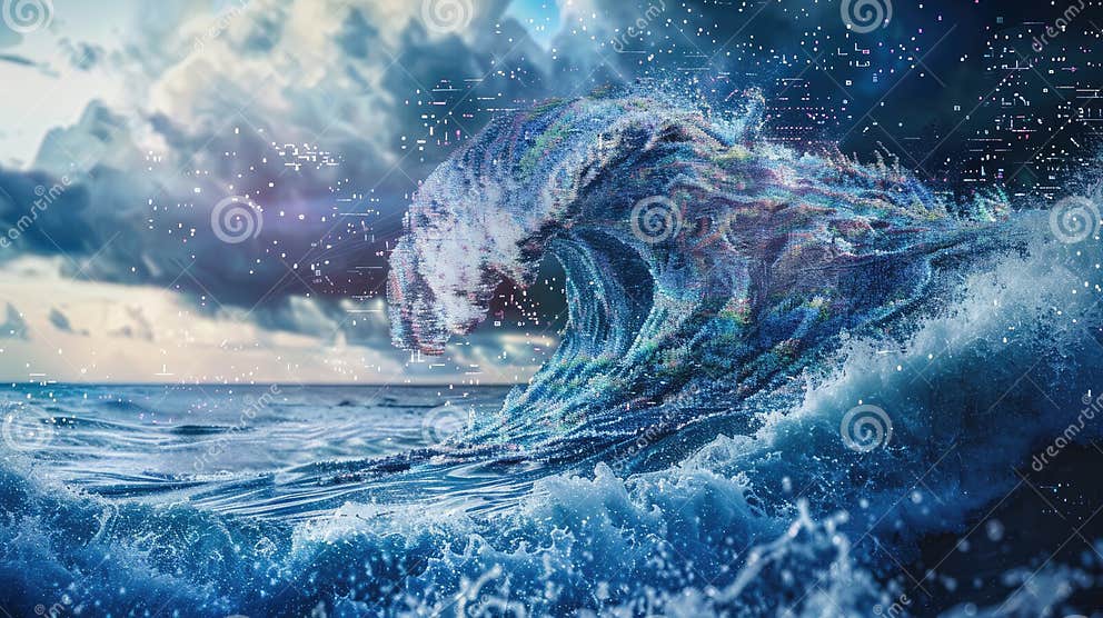 Sea of Pixels Transitions into a Wave, Symbolizing Rapid and ...