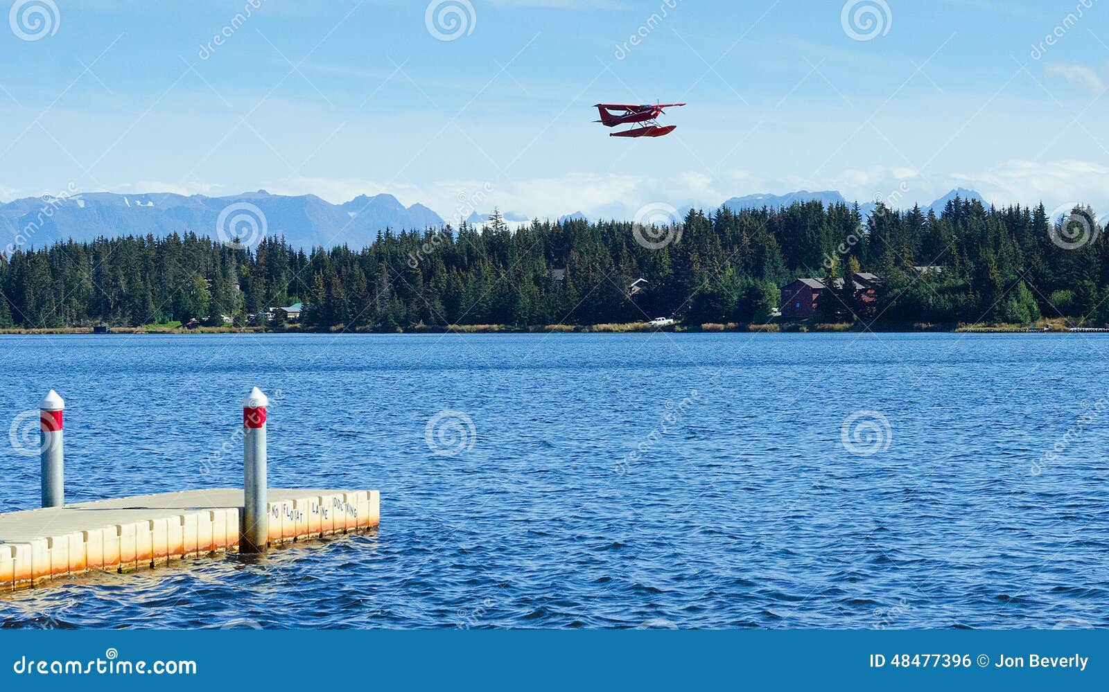 Sea plane over lake stock photo. Image of white, tree - 48477396