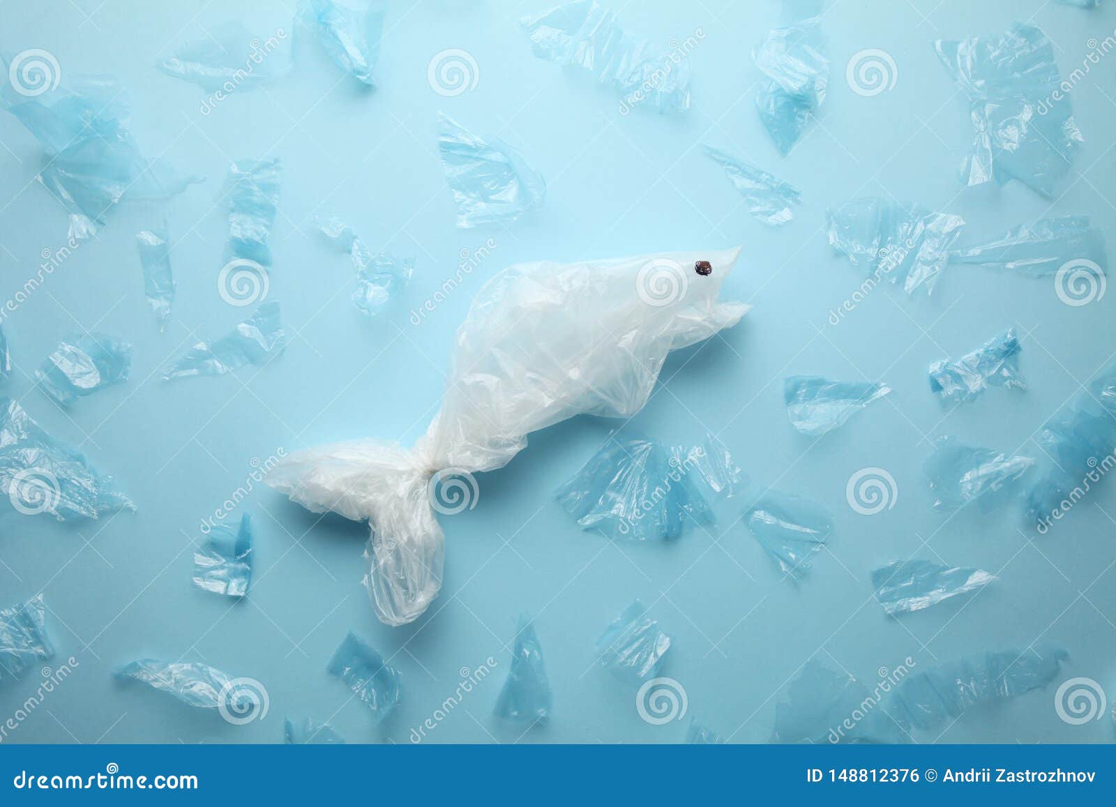 Sea Plastic Garbage, Fish from a Disposable Package Stock Photo - Image ...
