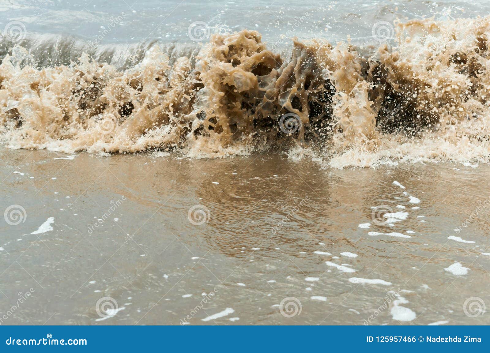 Dirty Yellow Waves of the Sea, the Water is Cloudy, Sea Pollution Stock ...
