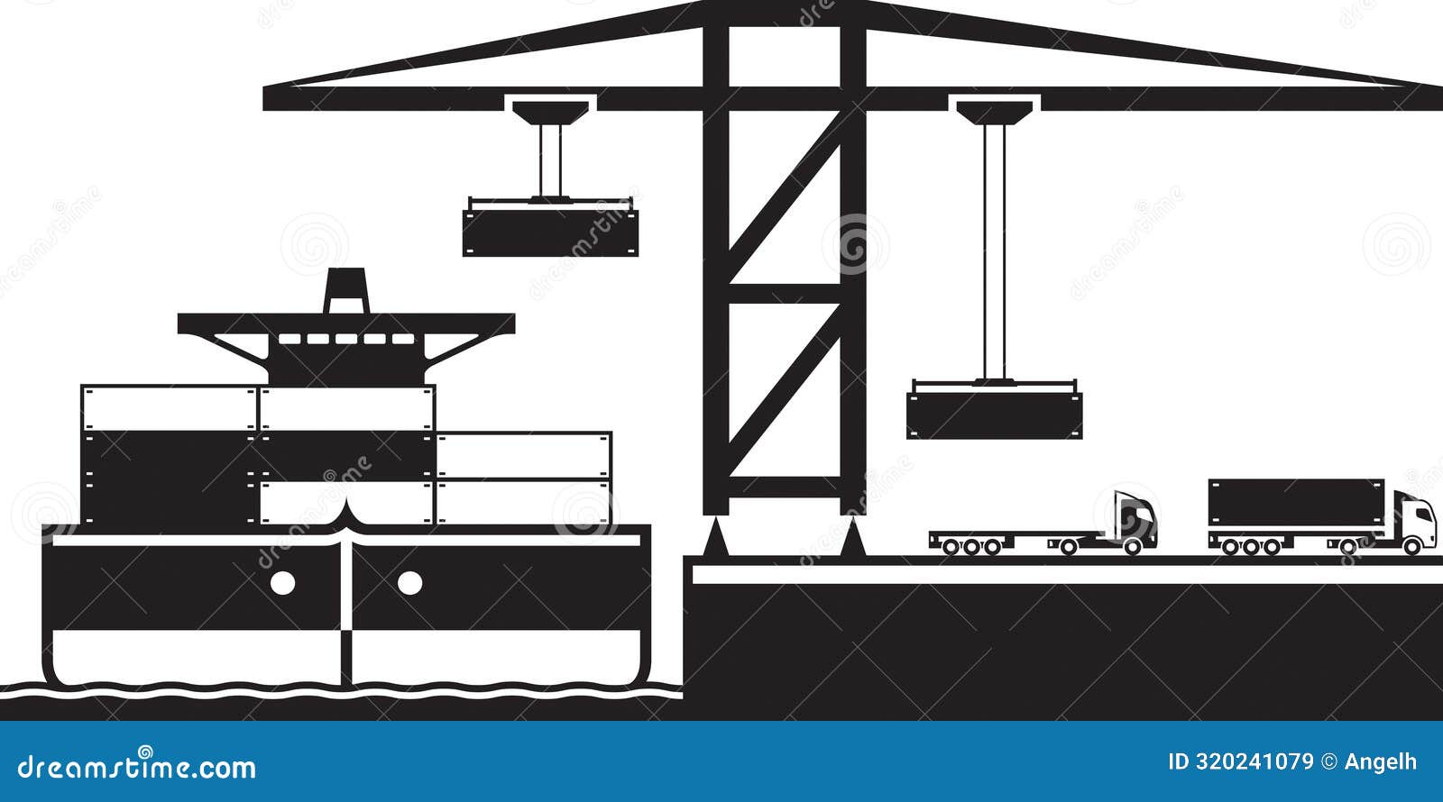 Sea port cargo terminal stock vector. Illustration of logistic - 320241079