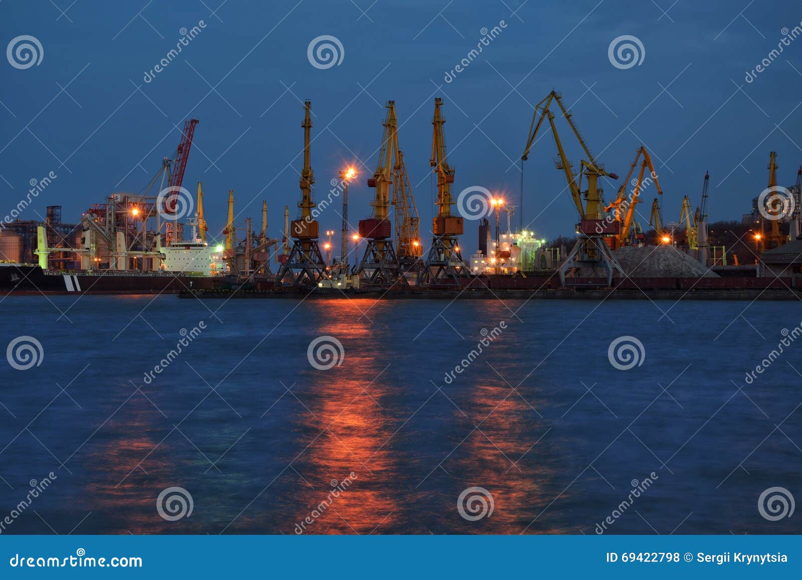 Sea port at night stock photo. Image of northern, cloud - 69422798
