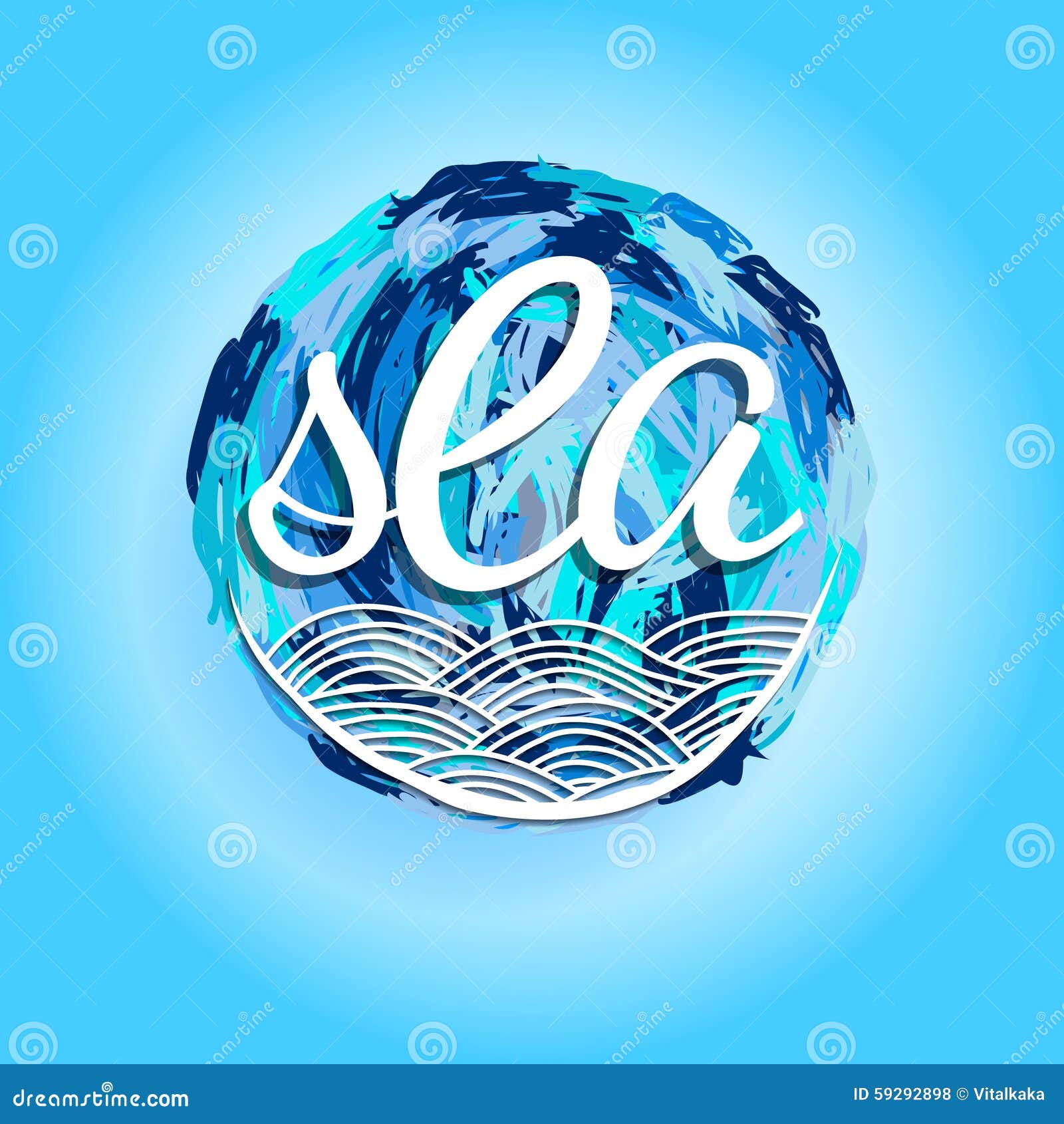 Sea poster stock vector. Illustration of hand, beautiful - 59292898