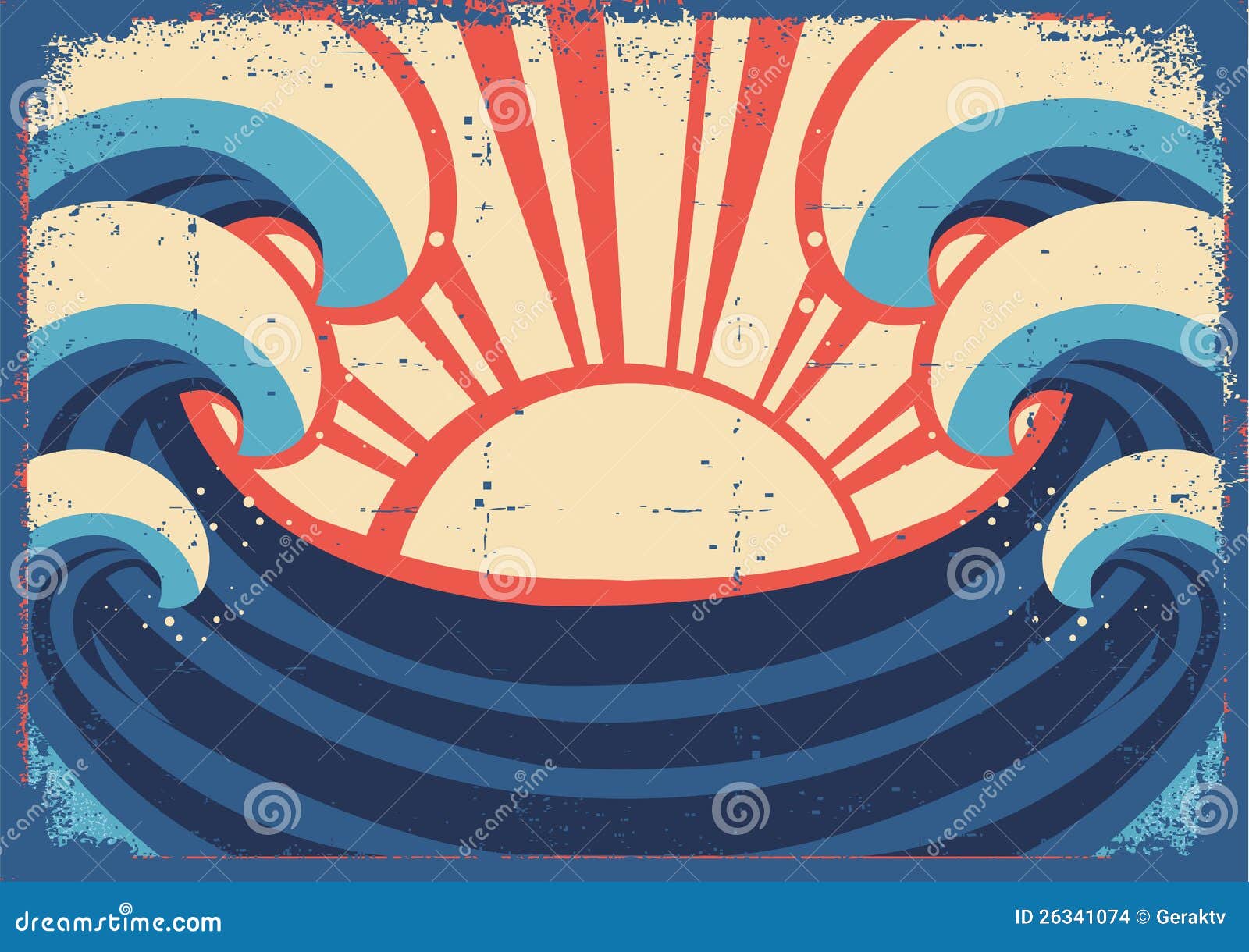 Sea Poster.Grunge Illustration Stock Vector - Illustration of water ...