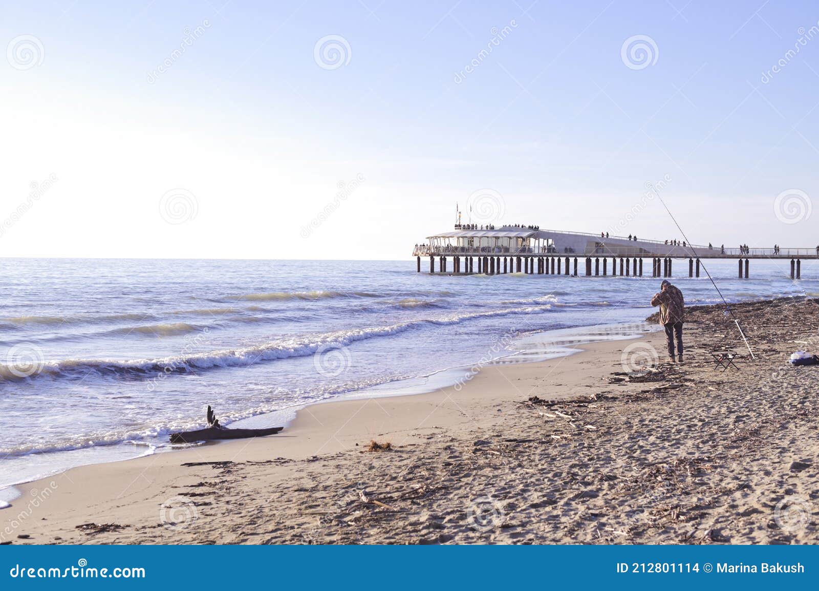 Sea and Promenade at Sunset. Open the Air and the Sea. Editorial Stock ...