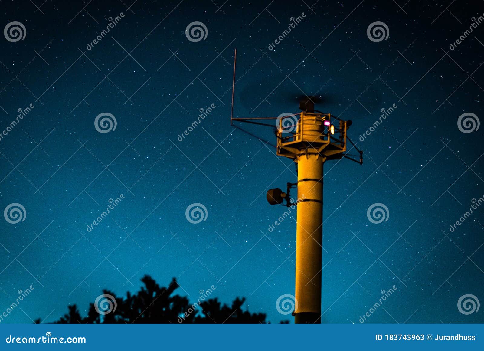 Sea radar at night stock image. Image of astrophotography - 183743963