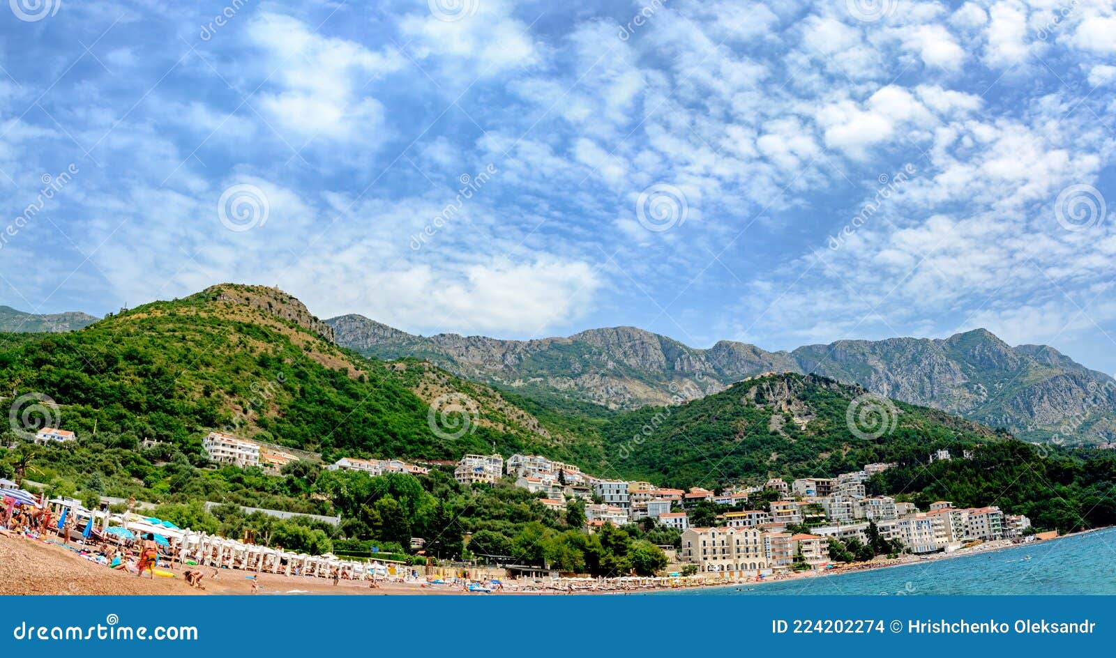 Sea Resort with Beaches in the Background of Mountains Stock Photo ...