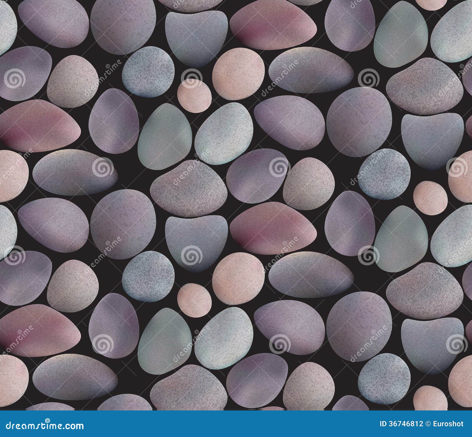 Sea River Pebbles, Vector Seamless Pattern. Stock Vector - Illustration ...