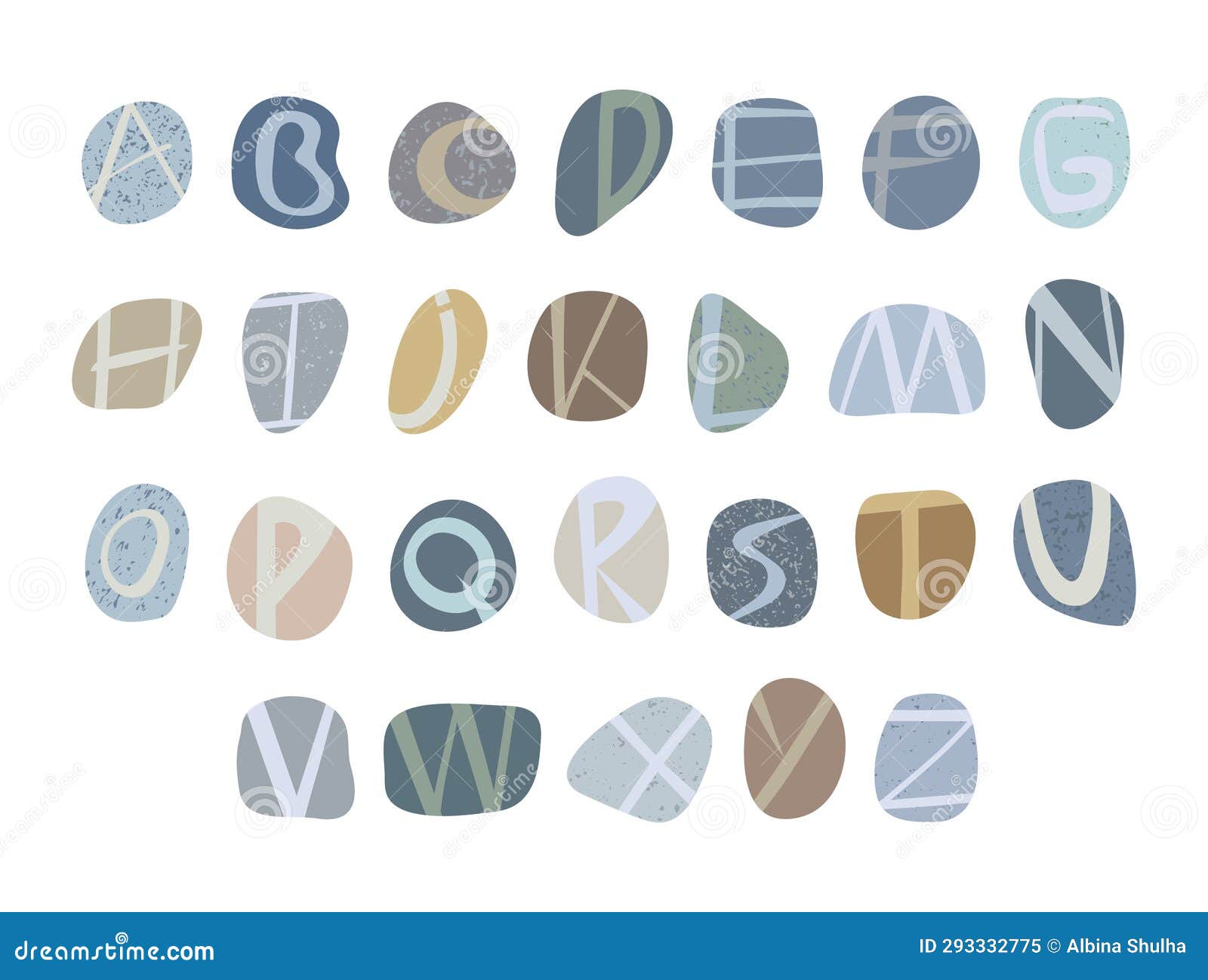 Sea River Stones Alphabet. Pattern on Pebbles in Form of Letters ...