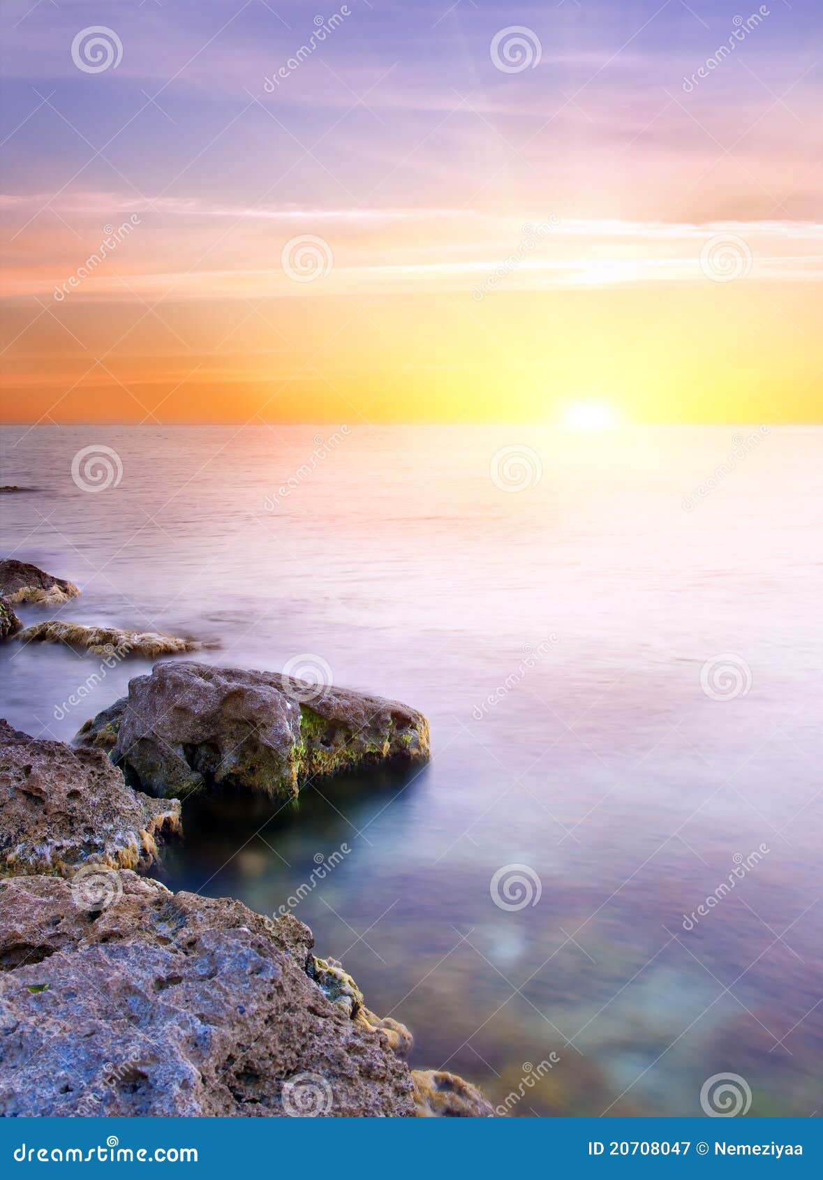 Sea and Rock at the Sunset. Stock Image - Image of shapes, peaceful ...