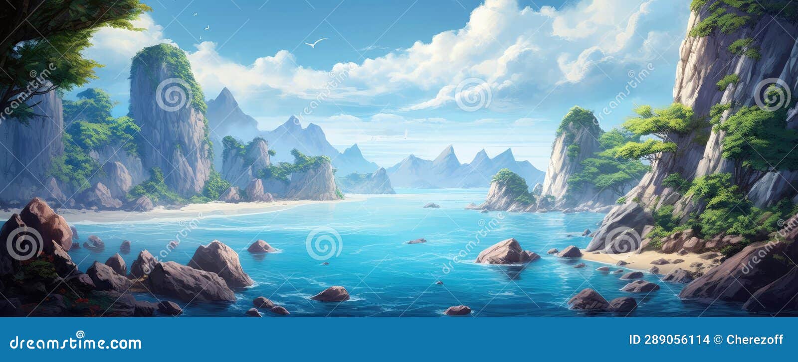 The sea, rocks and plants stock photo. Image of marine - 289056114