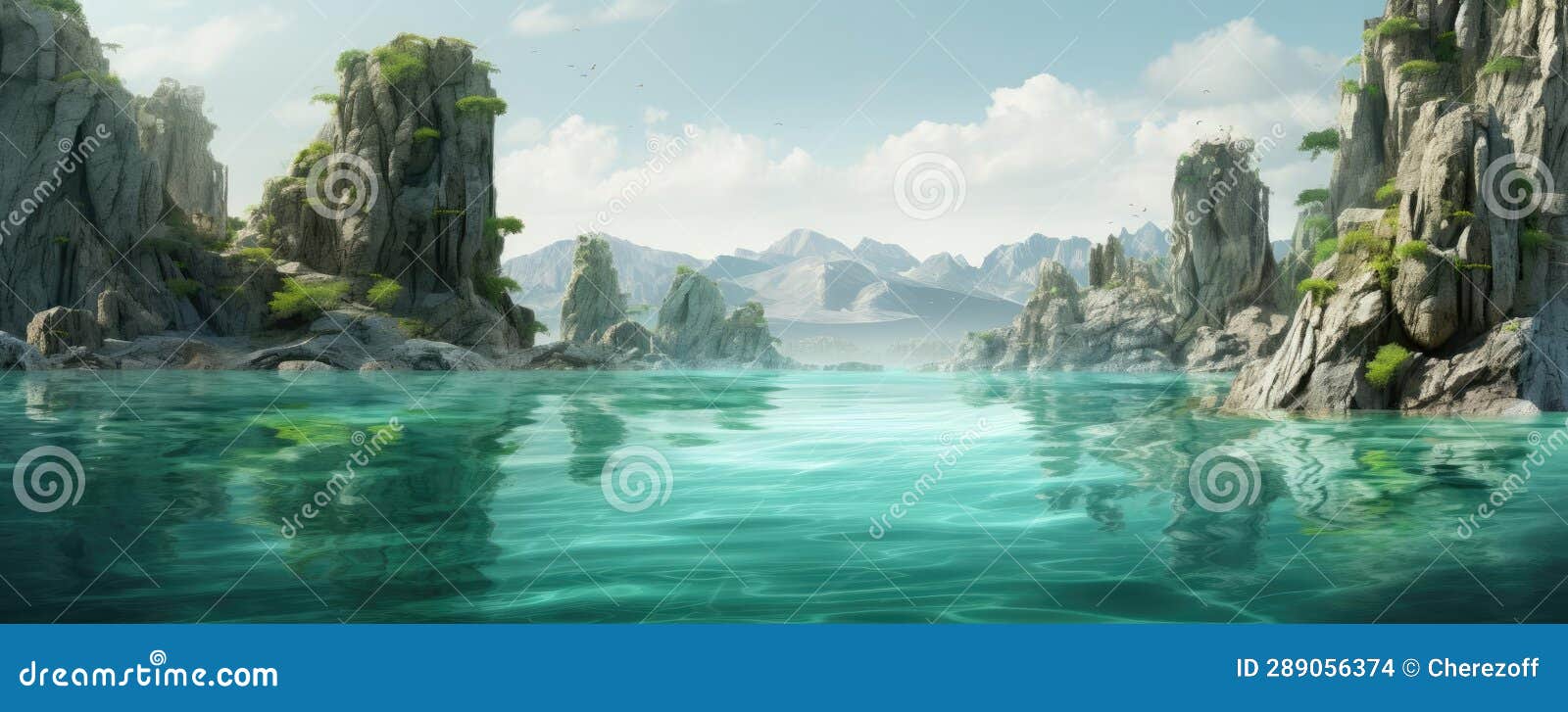 The sea, rocks and plants stock photo. Image of water - 289056374