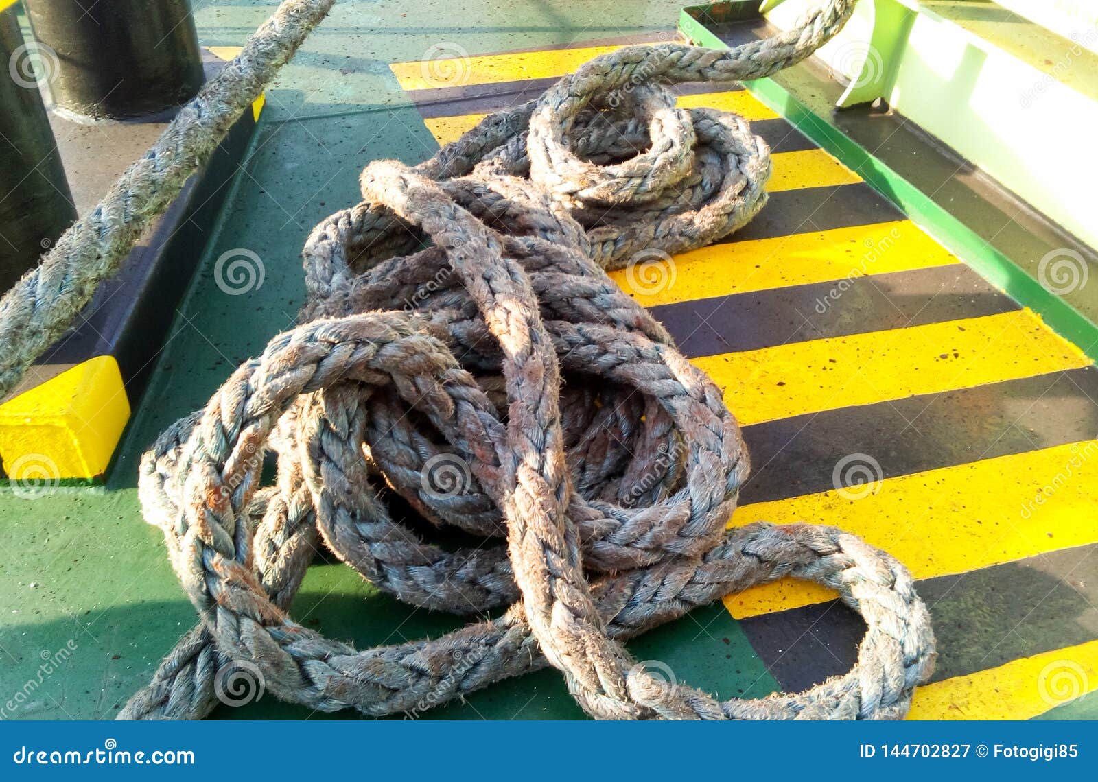 The Sea Rope on the Deck of the Stock Image - Image of docking, leisure ...