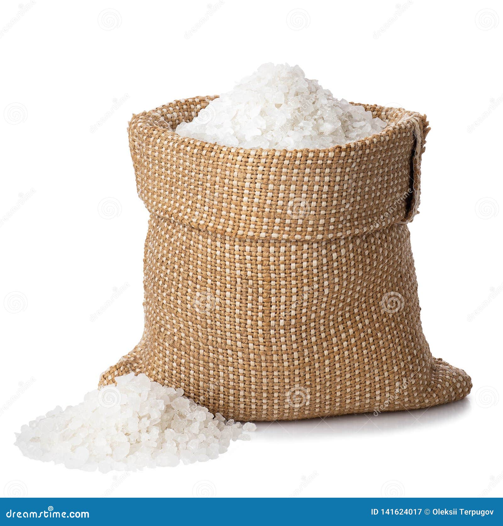 Sea salt in burlap sack stock image. Image of seasoning - 141624017