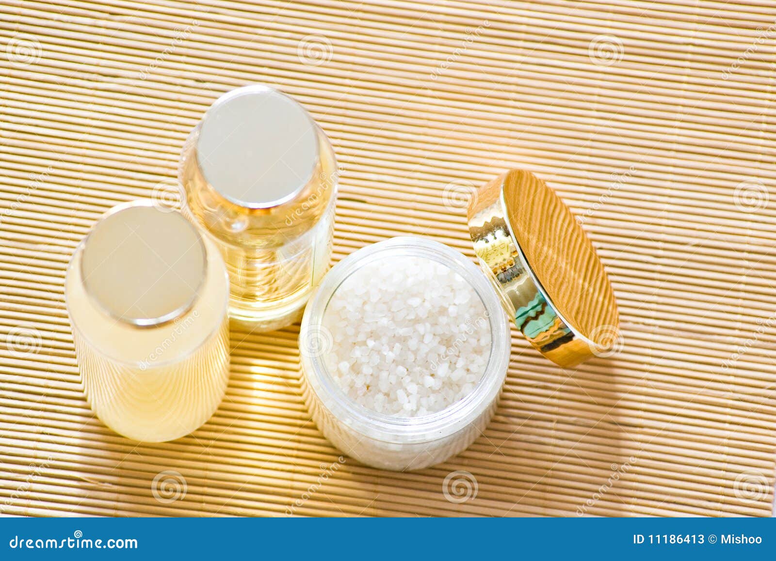 Sea salt and cosmetics stock image. Image of container - 11186413