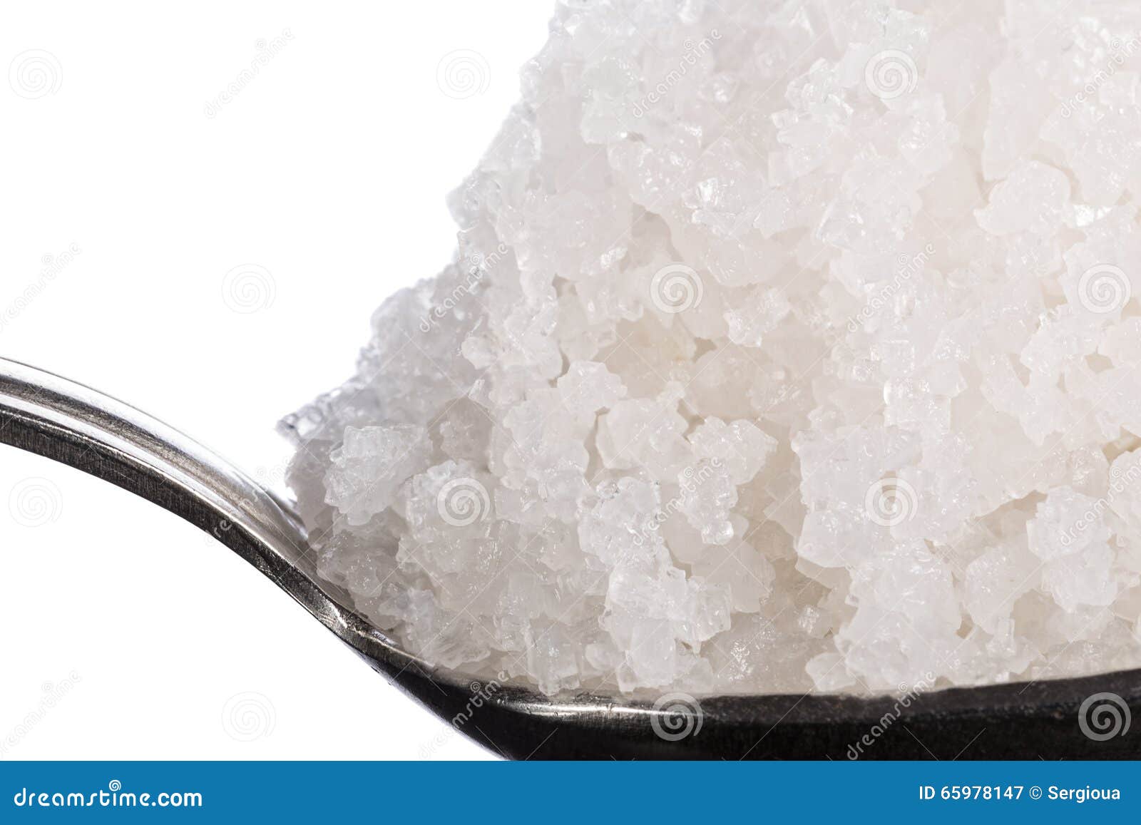 Sea Salt Crystals Large in Spoon Macro. Stock Image - Image of closeup ...