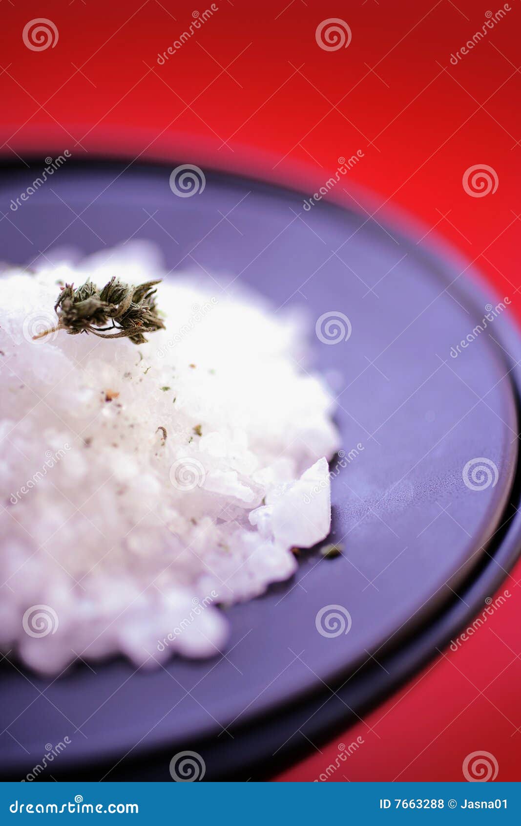 Sea Salt with Dry Herb on Plate Stock Photo - Image of blur, prepare ...