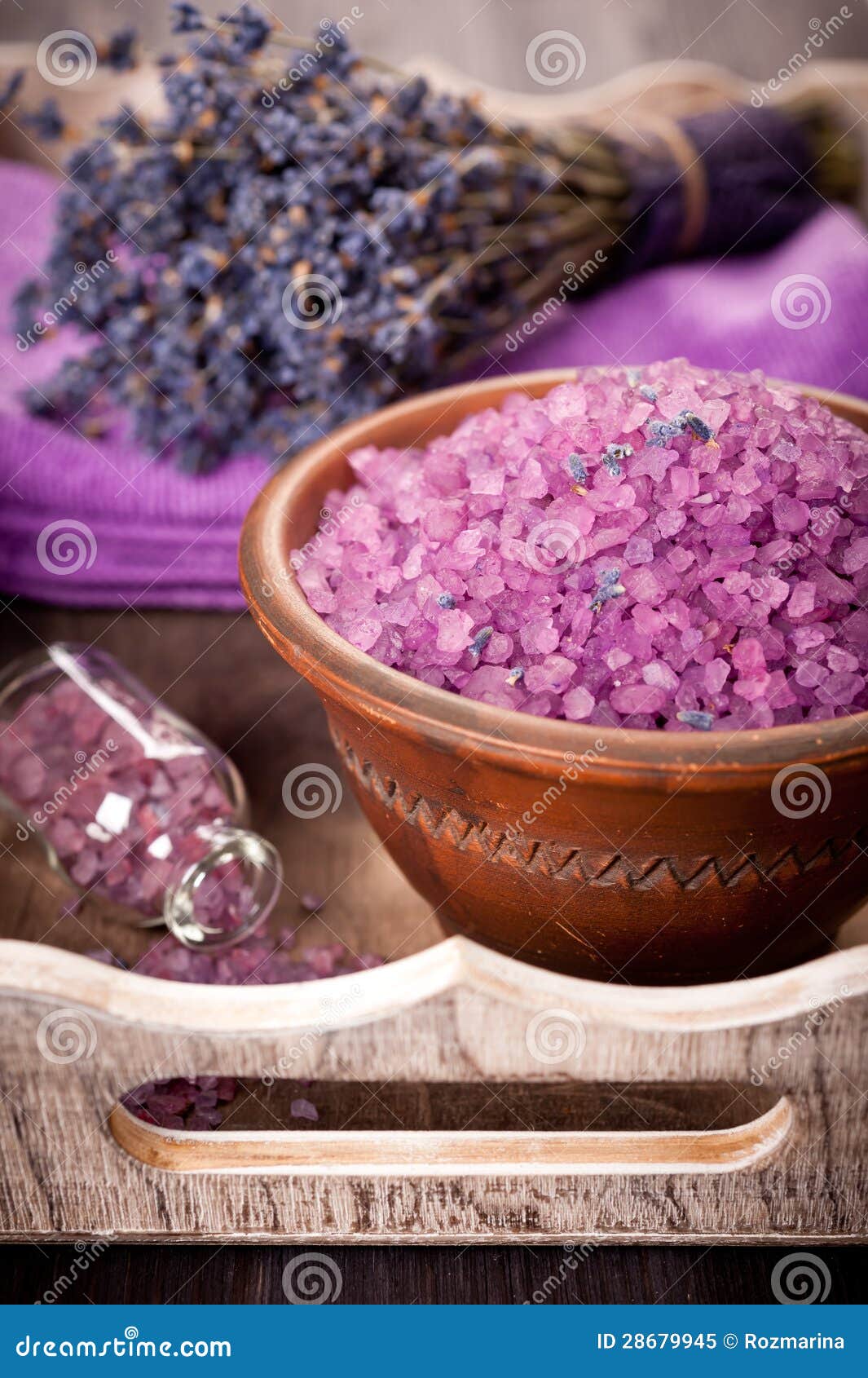 Sea salt and lavender spa stock image. Image of style - 28679945