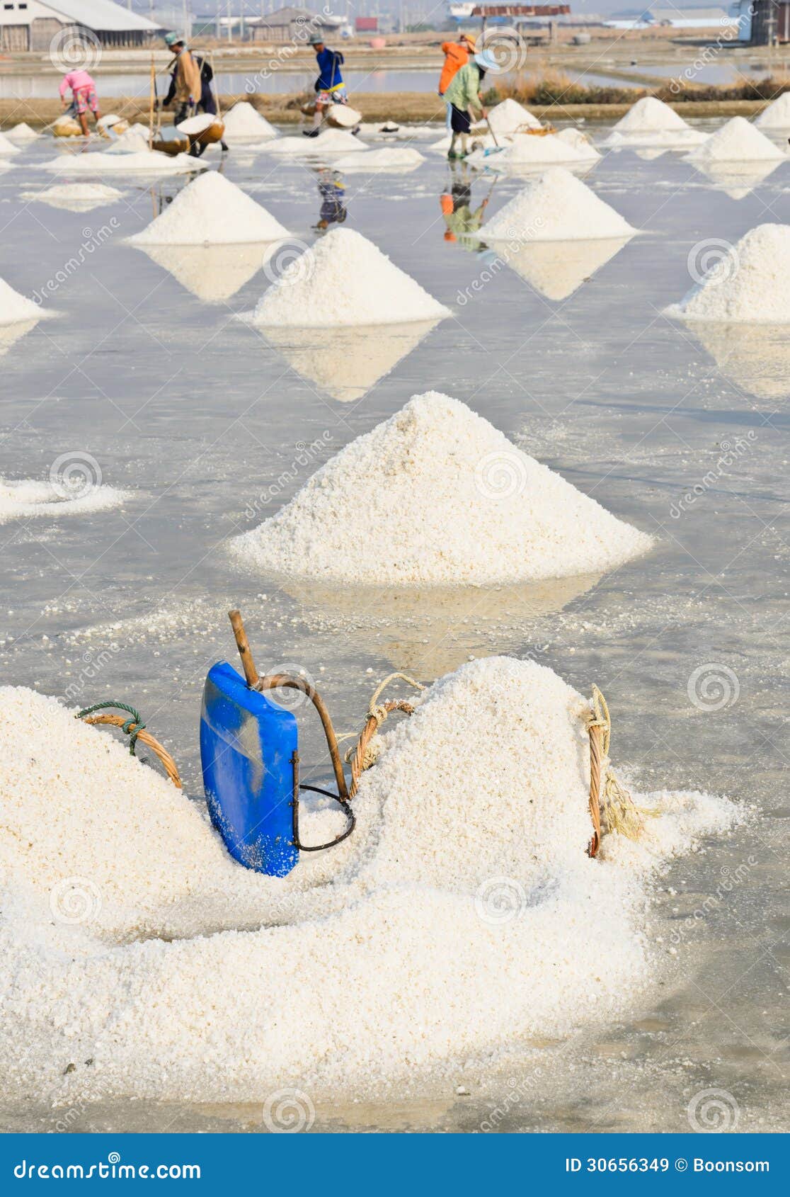 Sea salt piles in Thailand stock image. Image of industry - 30656349