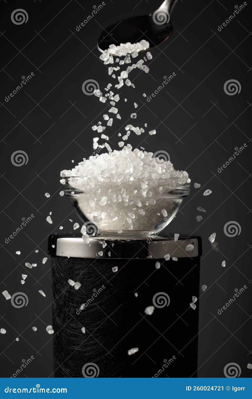 Sea Salt is Poured into a Small Bowl Stock Image - Image of closeup ...