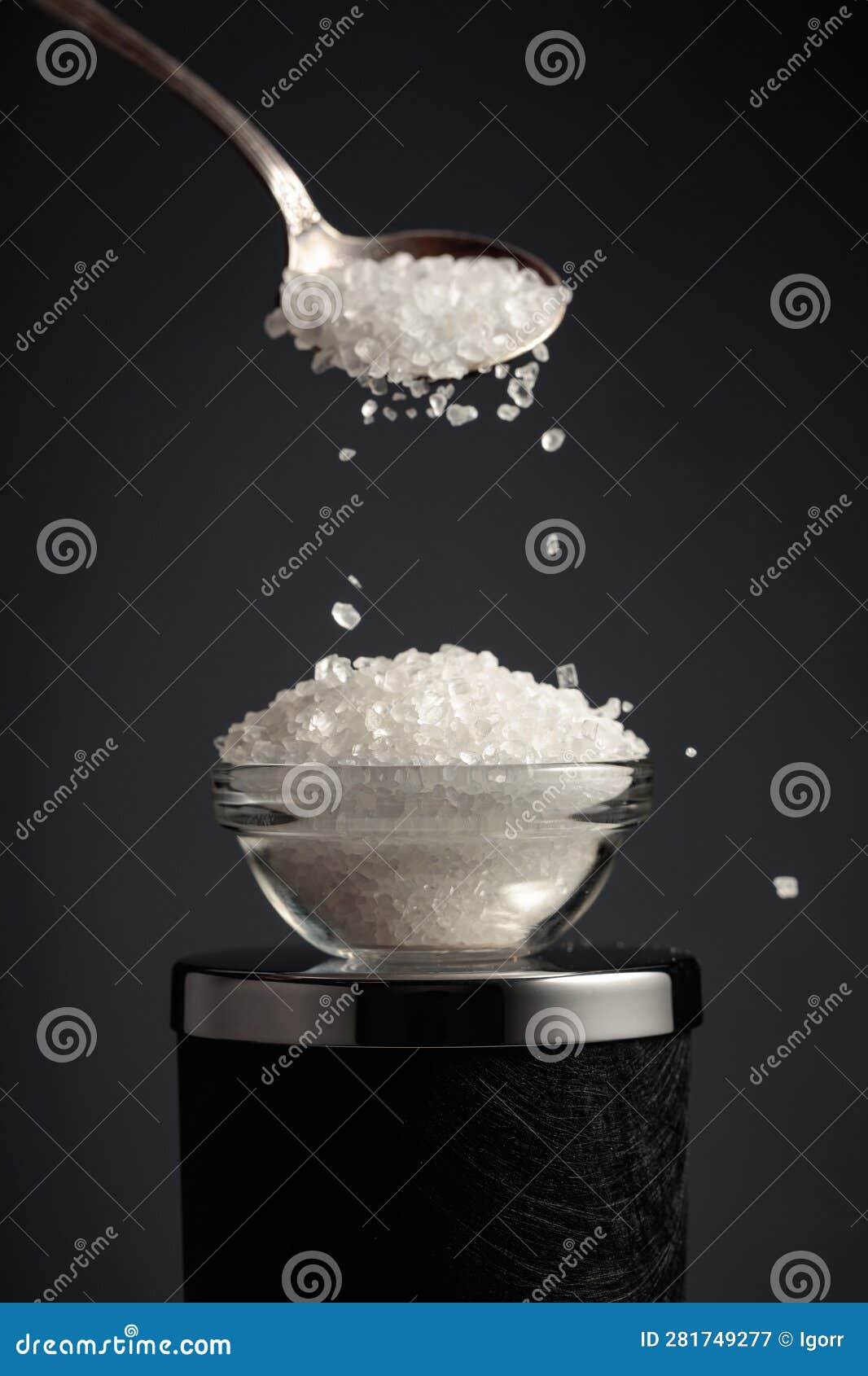Sea Salt is Poured into a Small Bowl Stock Image - Image of kitchen ...