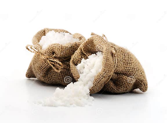 Sea salt in sack stock image. Image of spice, nature - 24425371